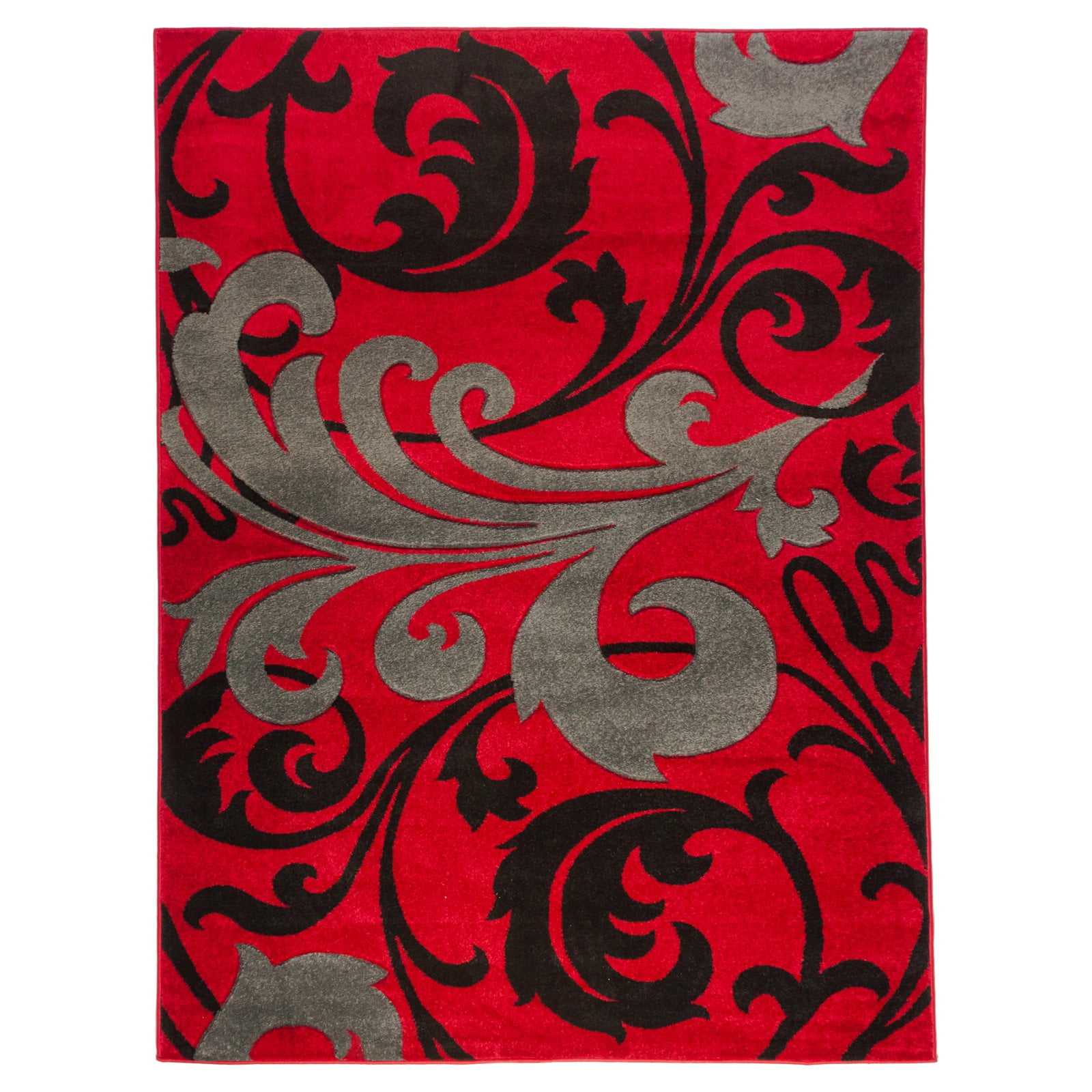 Well Woven Ruby Damask Flowers Contemporary Area Rugs, Red - Walmart.com