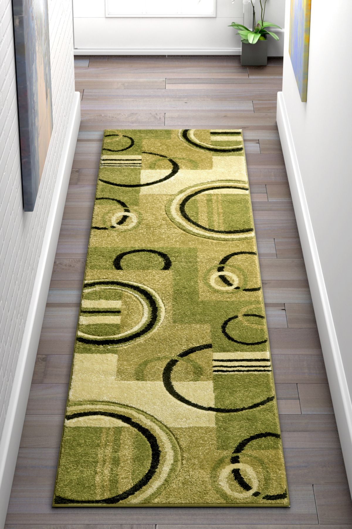 Well Woven Ruby Galaxy Waves Modern Geometric Green 2' x 7' Runner Rug ...