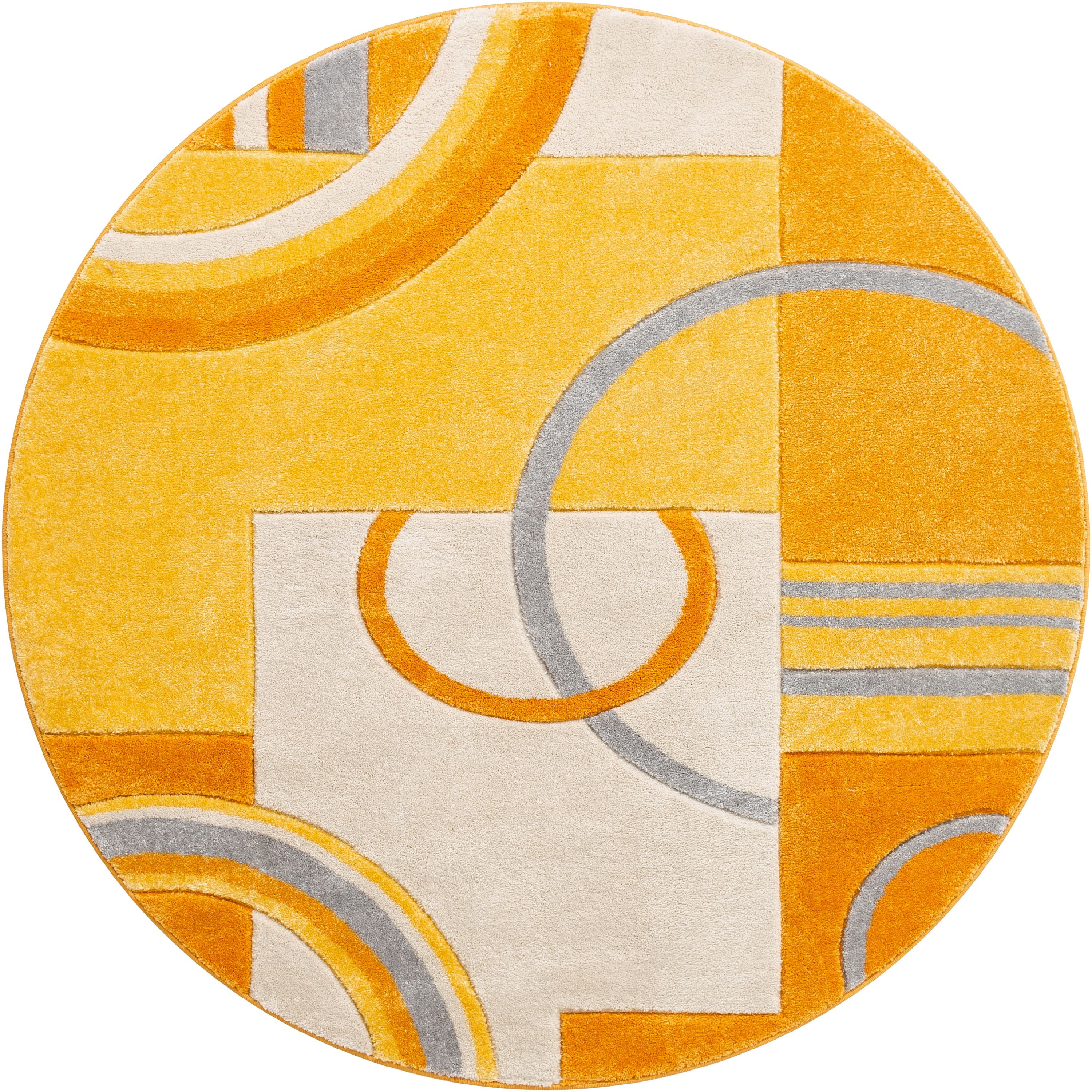 Well Woven Ruby Galaxy Waves Modern Geometric Orange 5'3" Round Rug ...