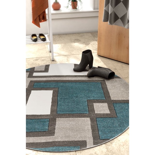 Well Woven Ruby Imagination Squares Modern Contemporary Blue Geometric ...