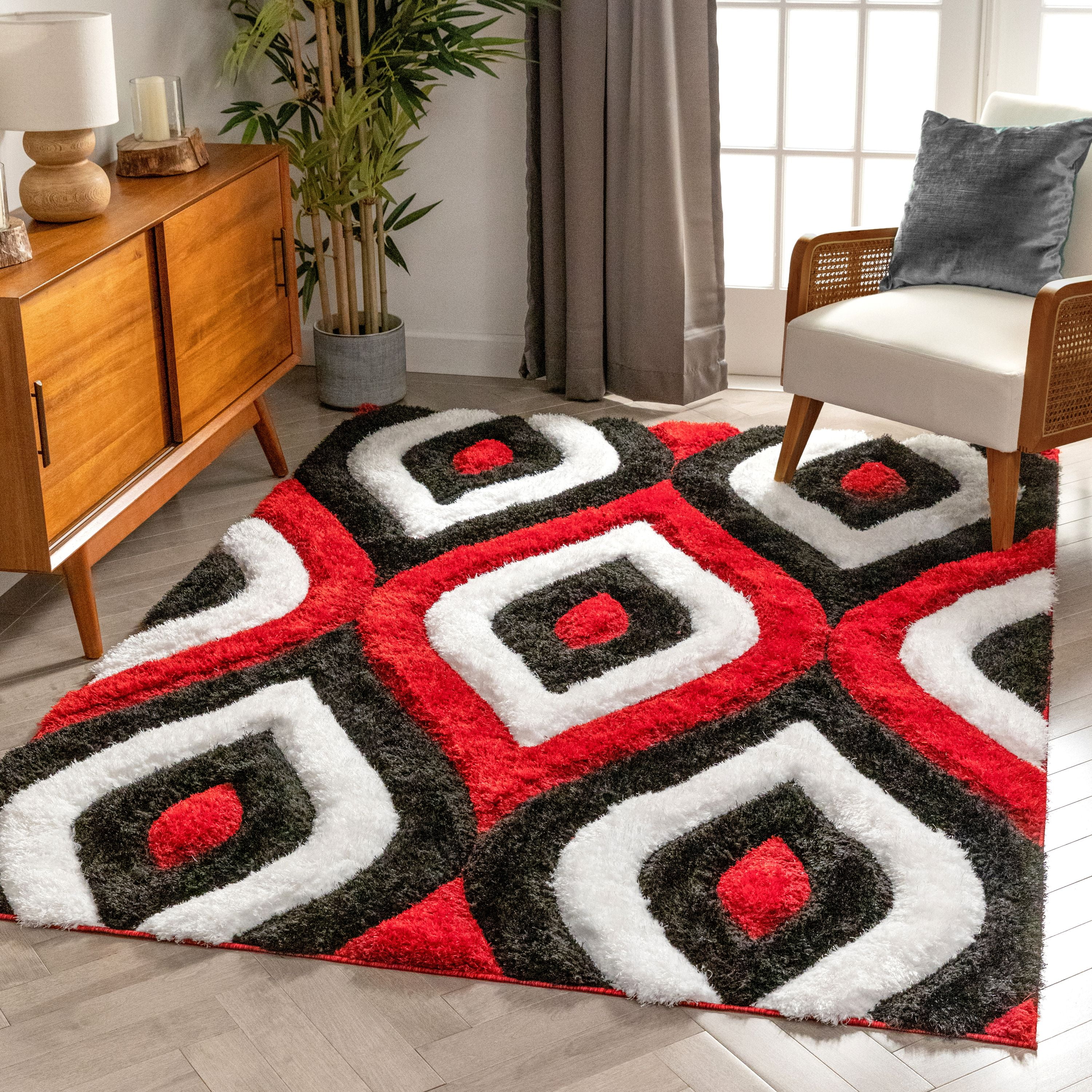 Well Woven San Francisco Malibu Red Modern Trellis Ogee 5'3" x 7'3 ...