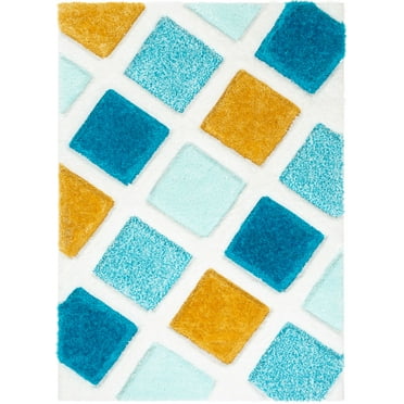 Well Woven San Francisco Escondido Yellow Modern Squares 5'3" x 7'3 ...