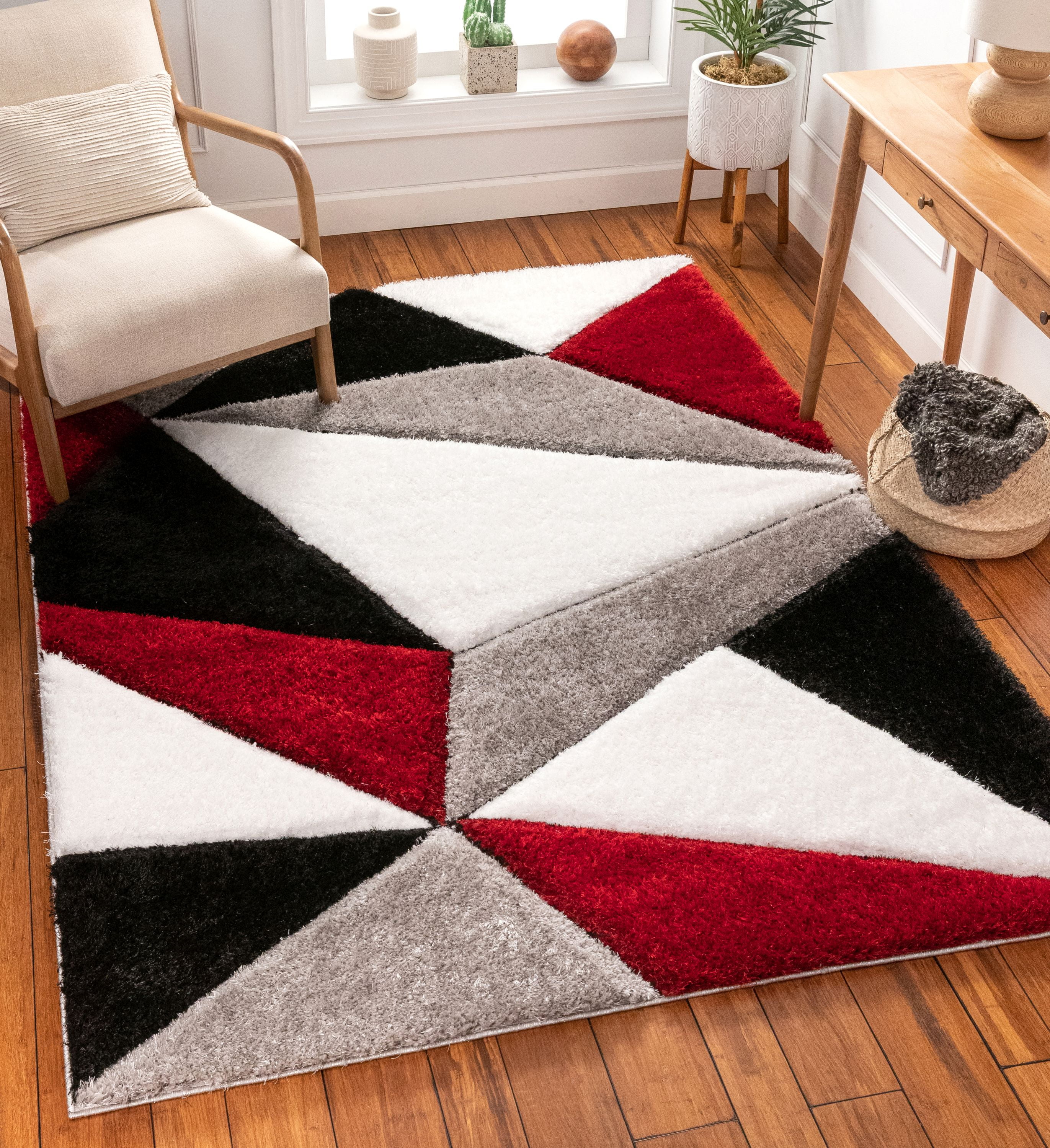 Well Woven San Francisco Venice Red Modern Geometric Abstract 7'10" x 9 ...