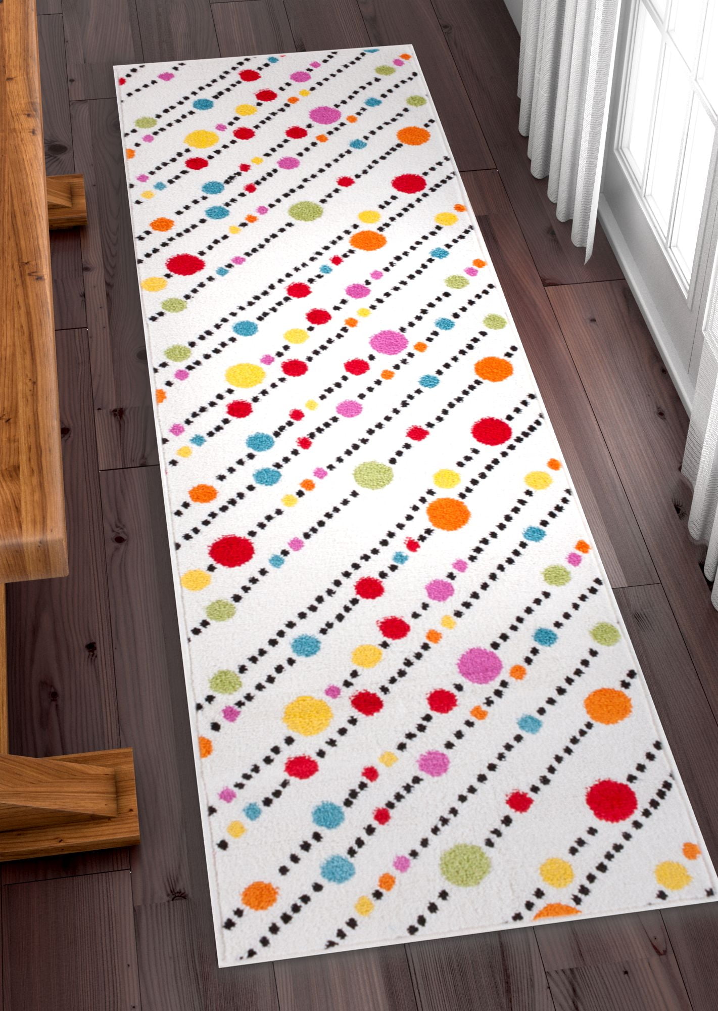 Well Woven Star Bright Kids Area Rug Polka Dots Stripes Colorful ...