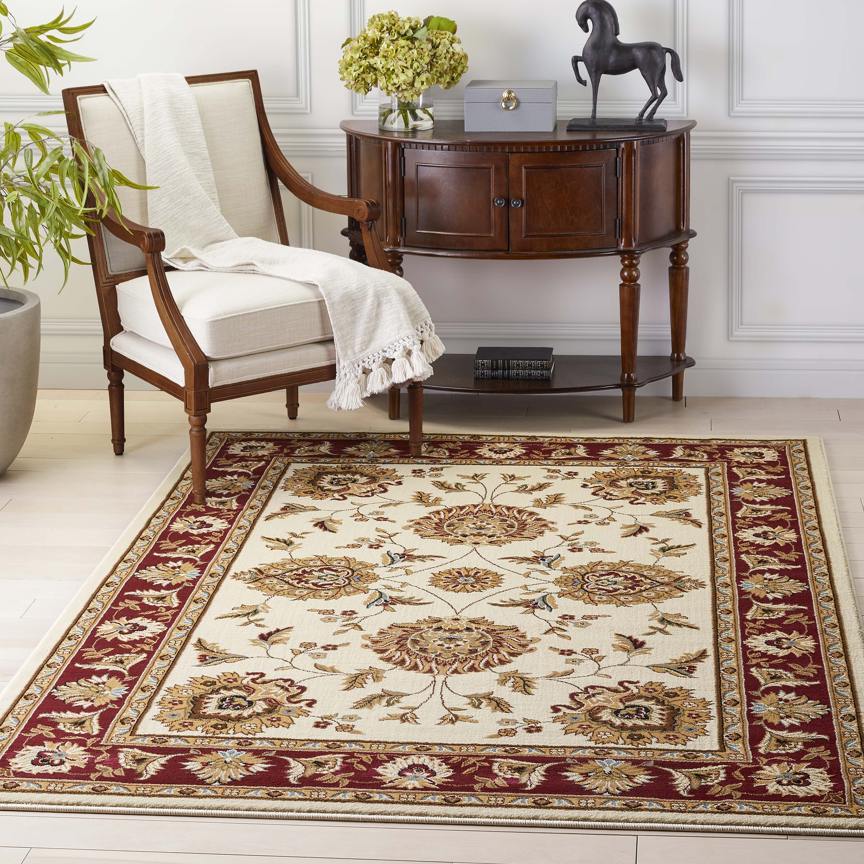 Well Woven Sultan Sarouk Ivory Oriental Area Rug Persian Floral Formal ...