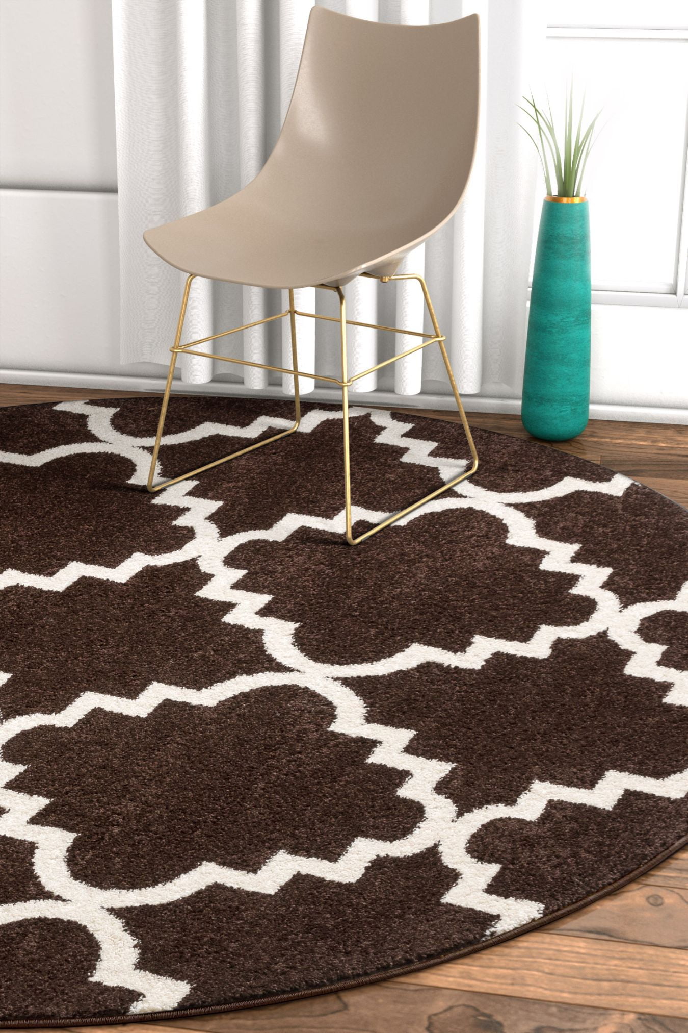 Well Woven Sydney LuLu'S Brown Modern Trellis Geometric 5'3" Round Rug ...