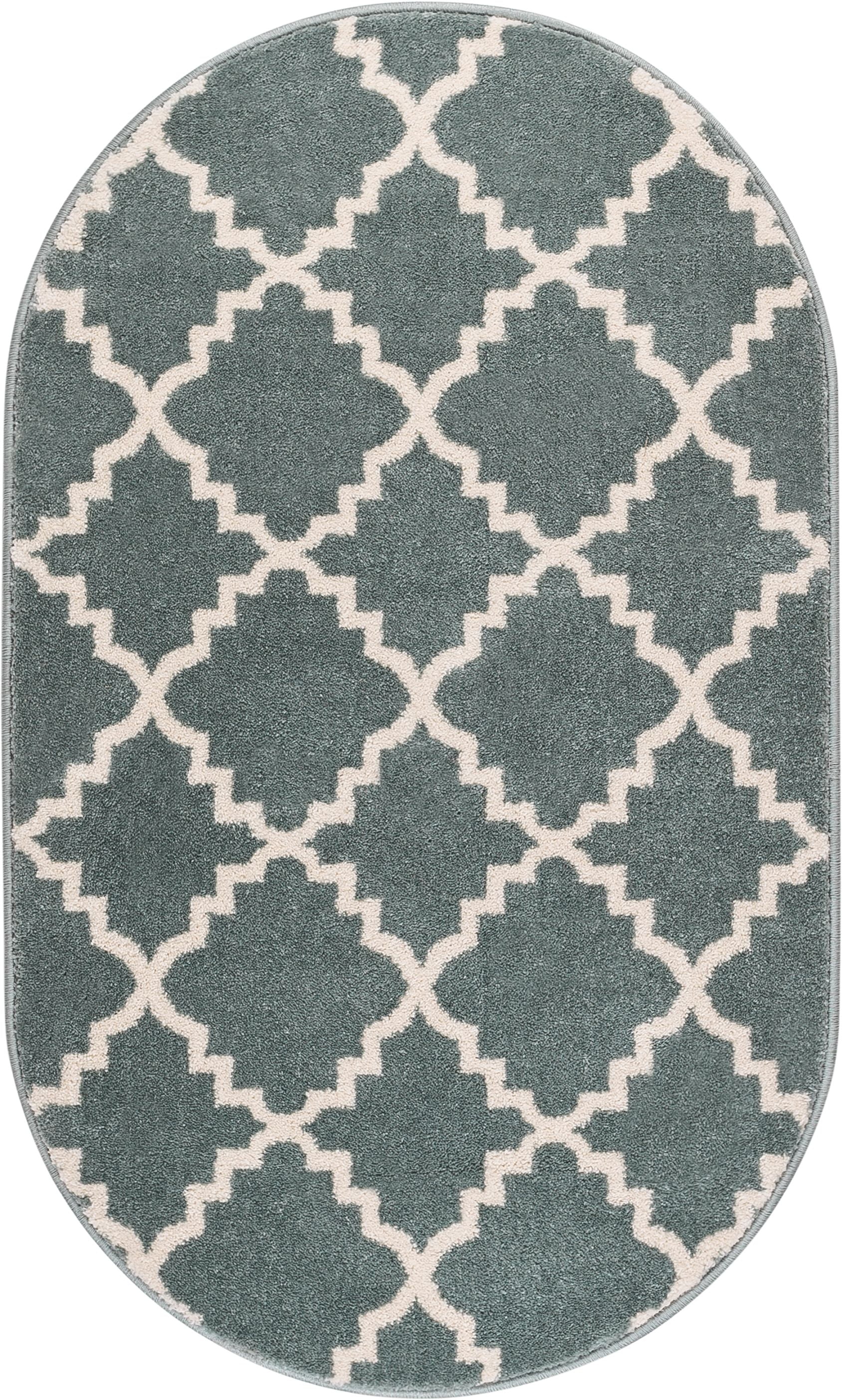 Well Woven Sydney LuLu'S Trellis Geometric Light Blue 2'7" x 4'2" Oval ...