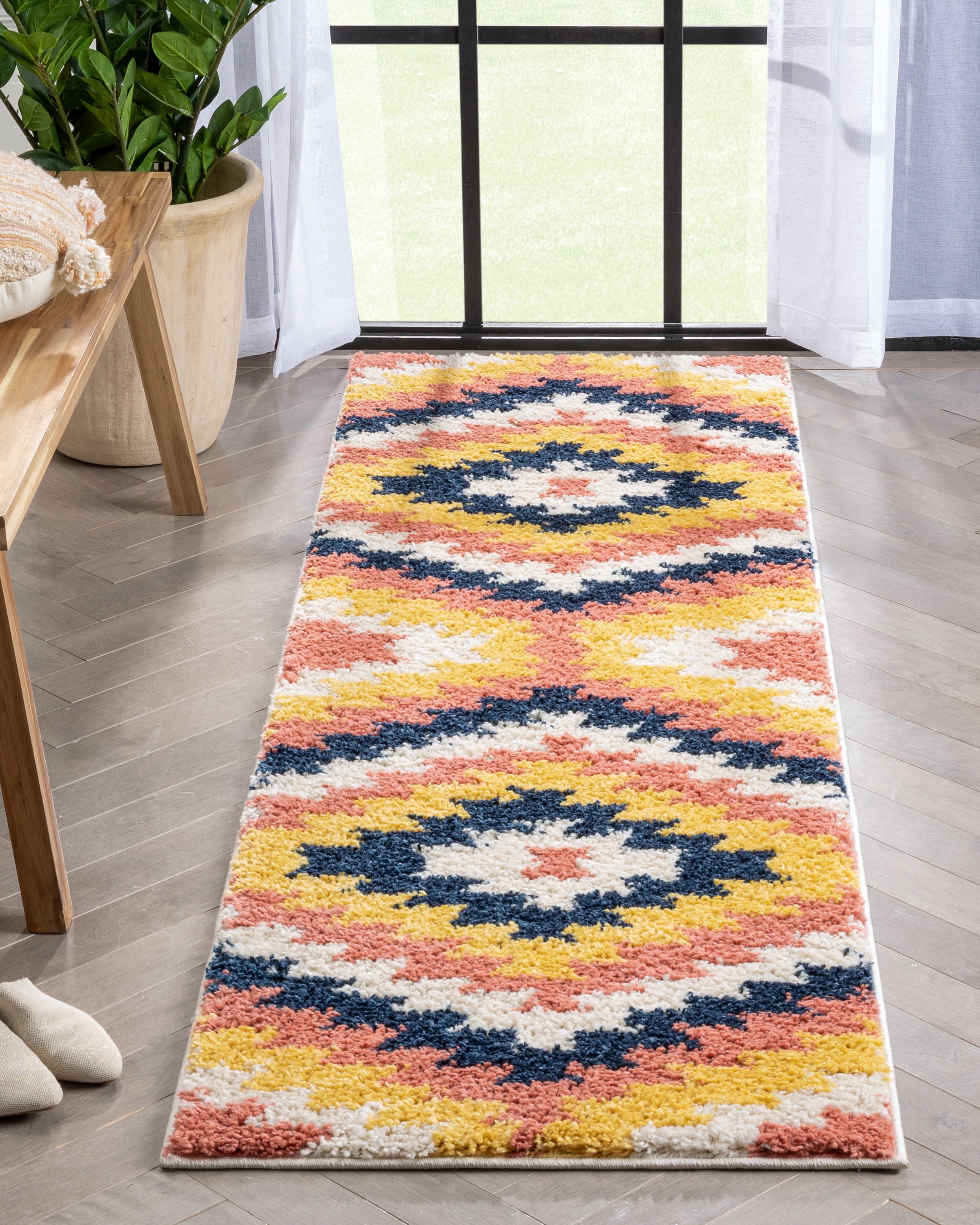 Well Woven Telon Multi Southwestern Medallion Shag Runner Rug 2x7 (2'3 ...