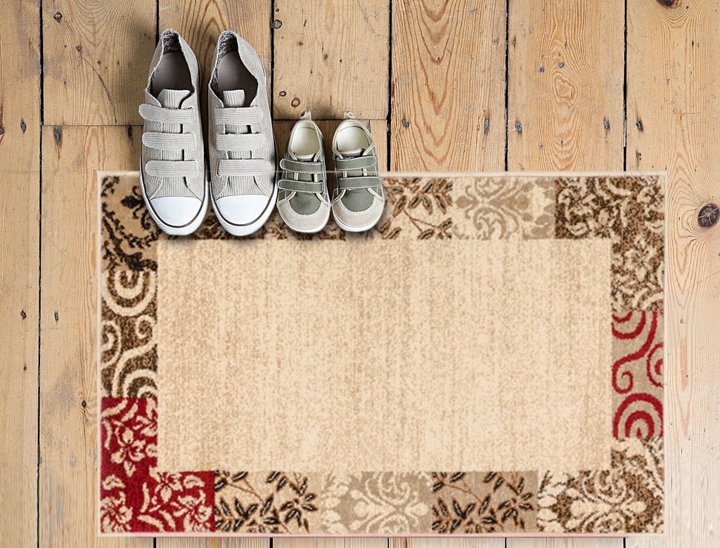 Well Woven Verdant Vines Modern Damask Border Rug Oriental Floral Area ...