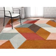 Well Woven Barra Blush Pink Multi-Color Modern Geometric Triangle ...