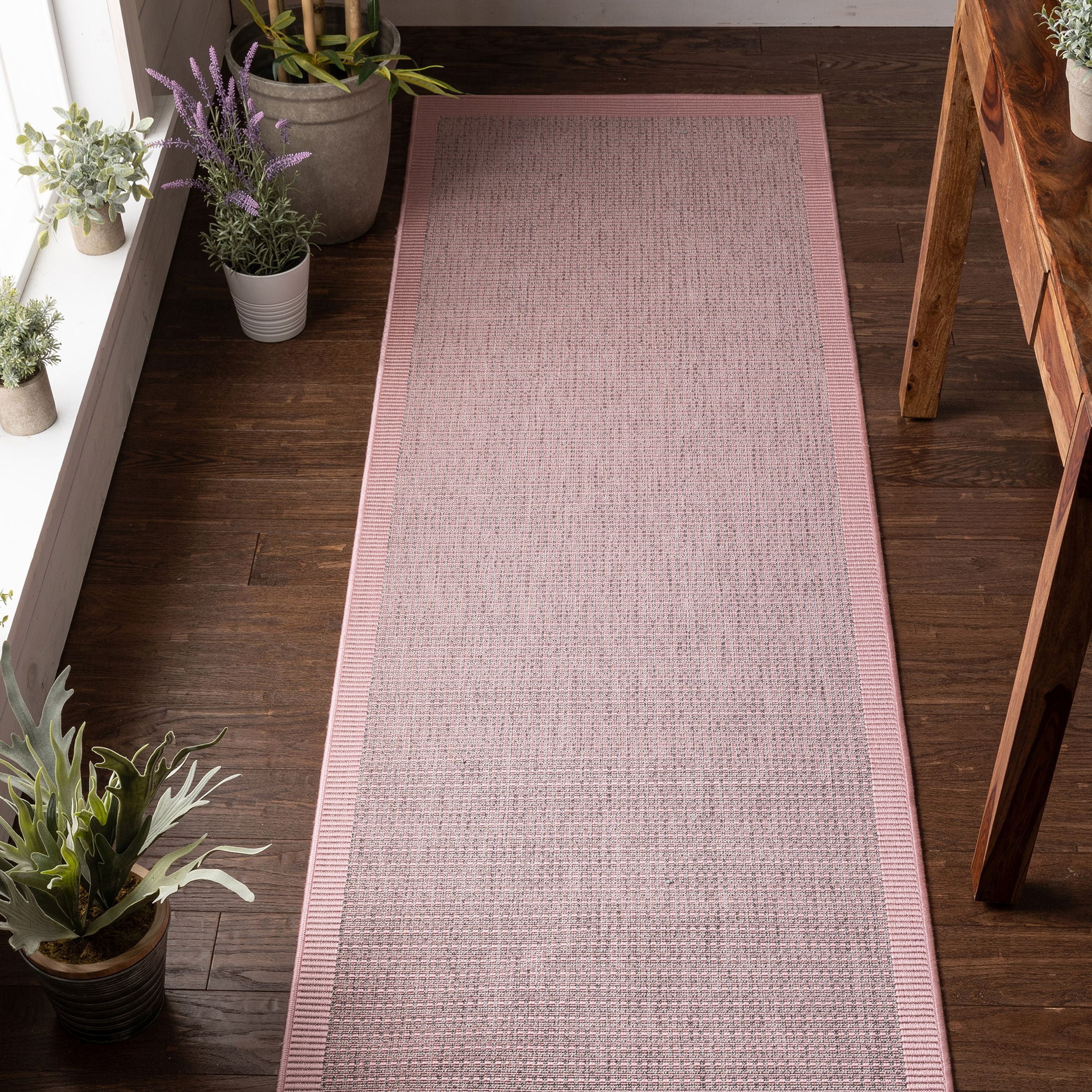 Well Woven Woden Blush Pink Indoor/Outdoor Flat Weave Pile Solid Color ...