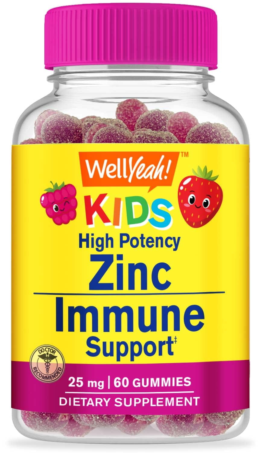 Well Yeah Zinc for Kids 25mg Gummies - Immune System and Antioxidant ...
