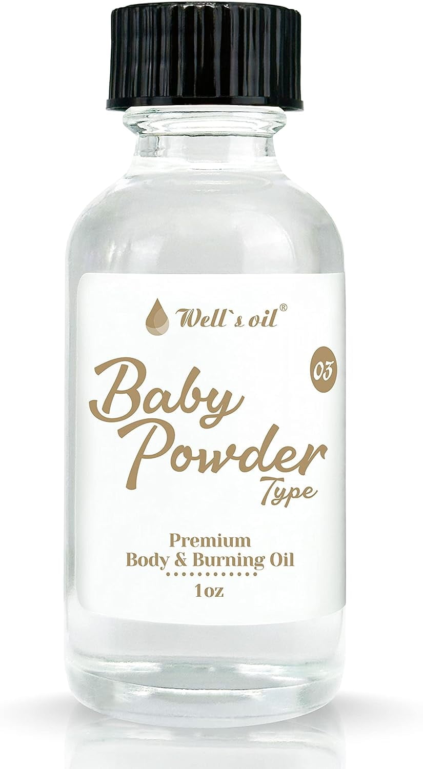 Wellâ€™s Oil Baby Powder Scented Fragrance Oil, 1oz Bottle, Home ...