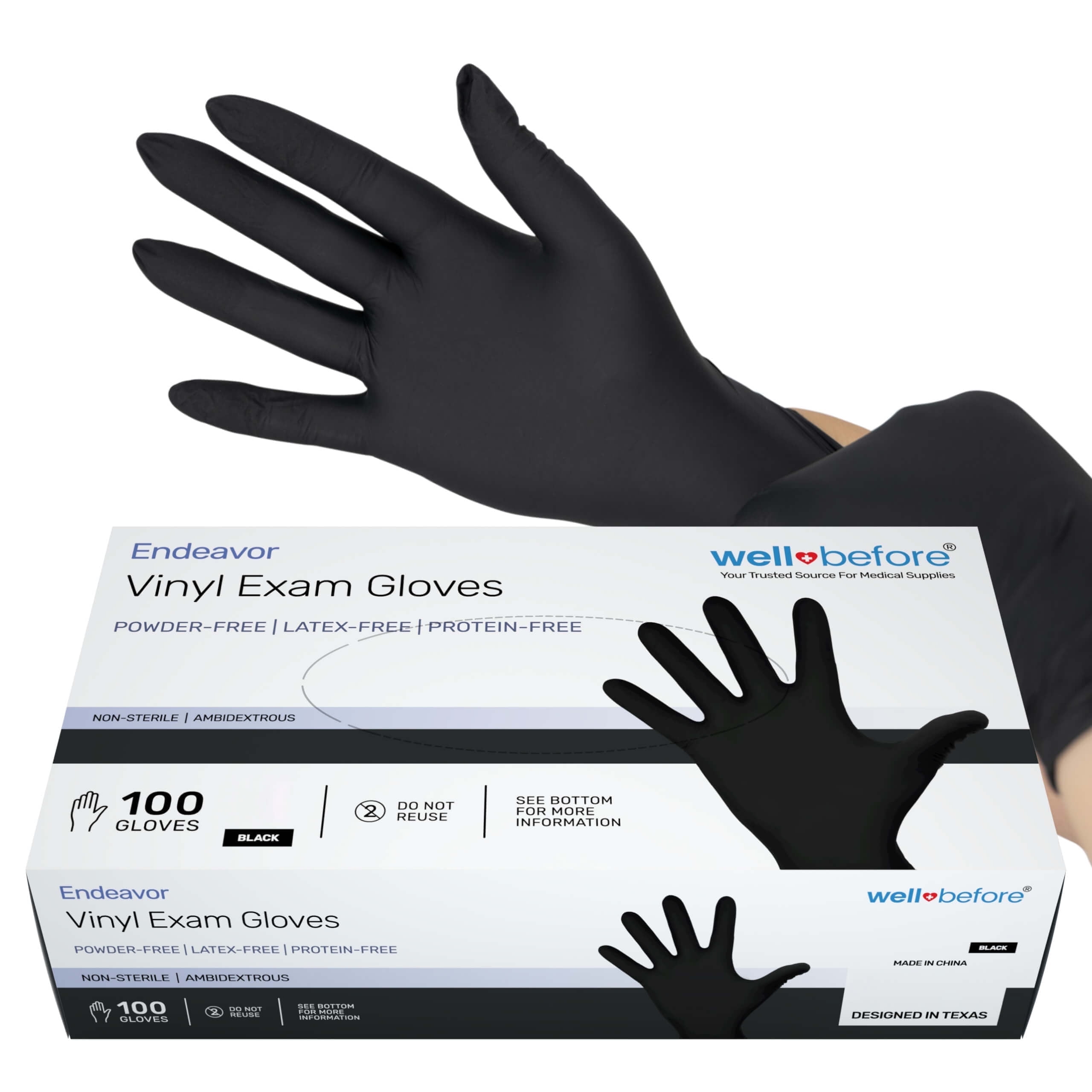 WellBefore Large Black Vinyl Disposable Gloves - 100 Ct. for Food Prep ...