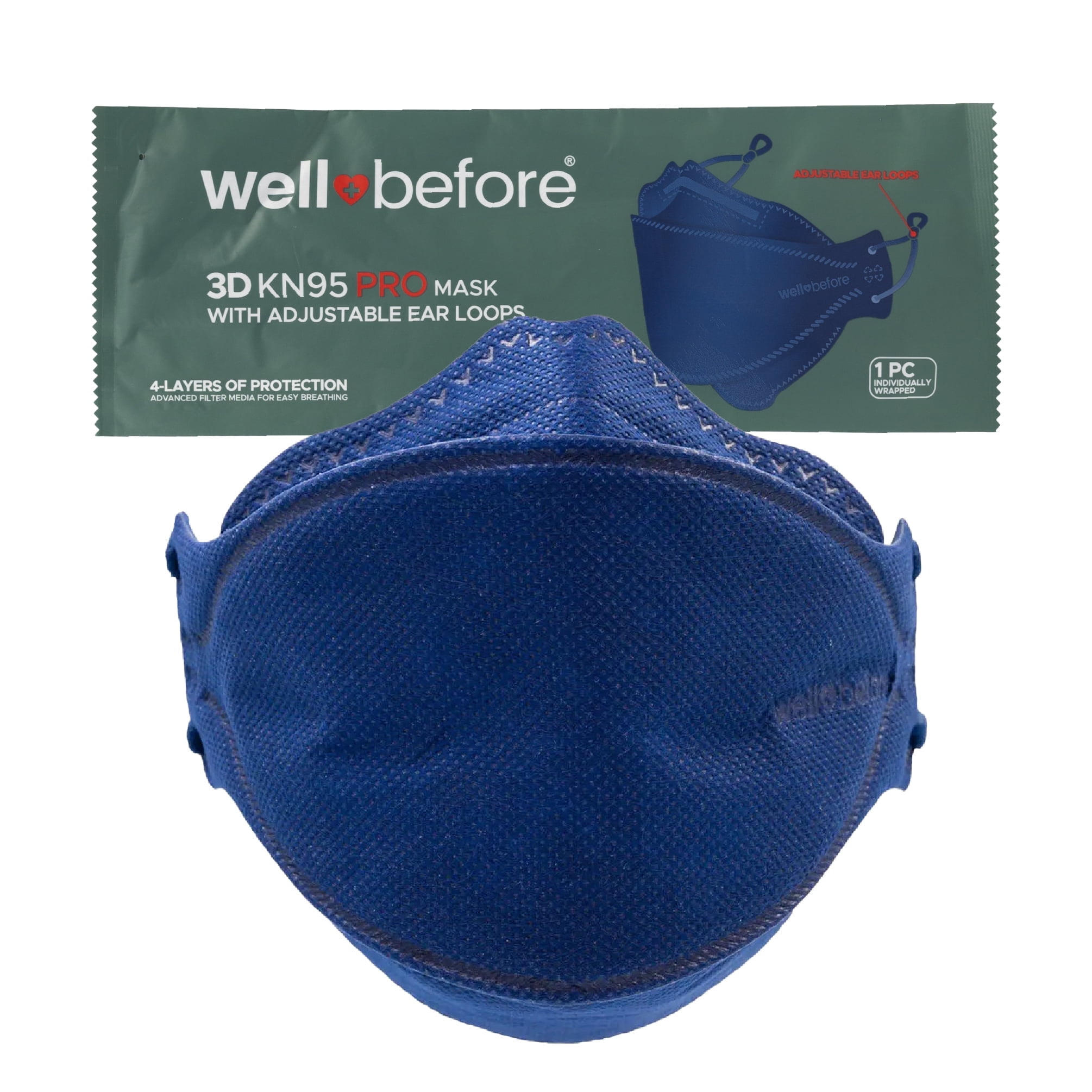 WellBefore Premium KN95 Disposable 4Ply Face Masks, Pack of 10, Small ...
