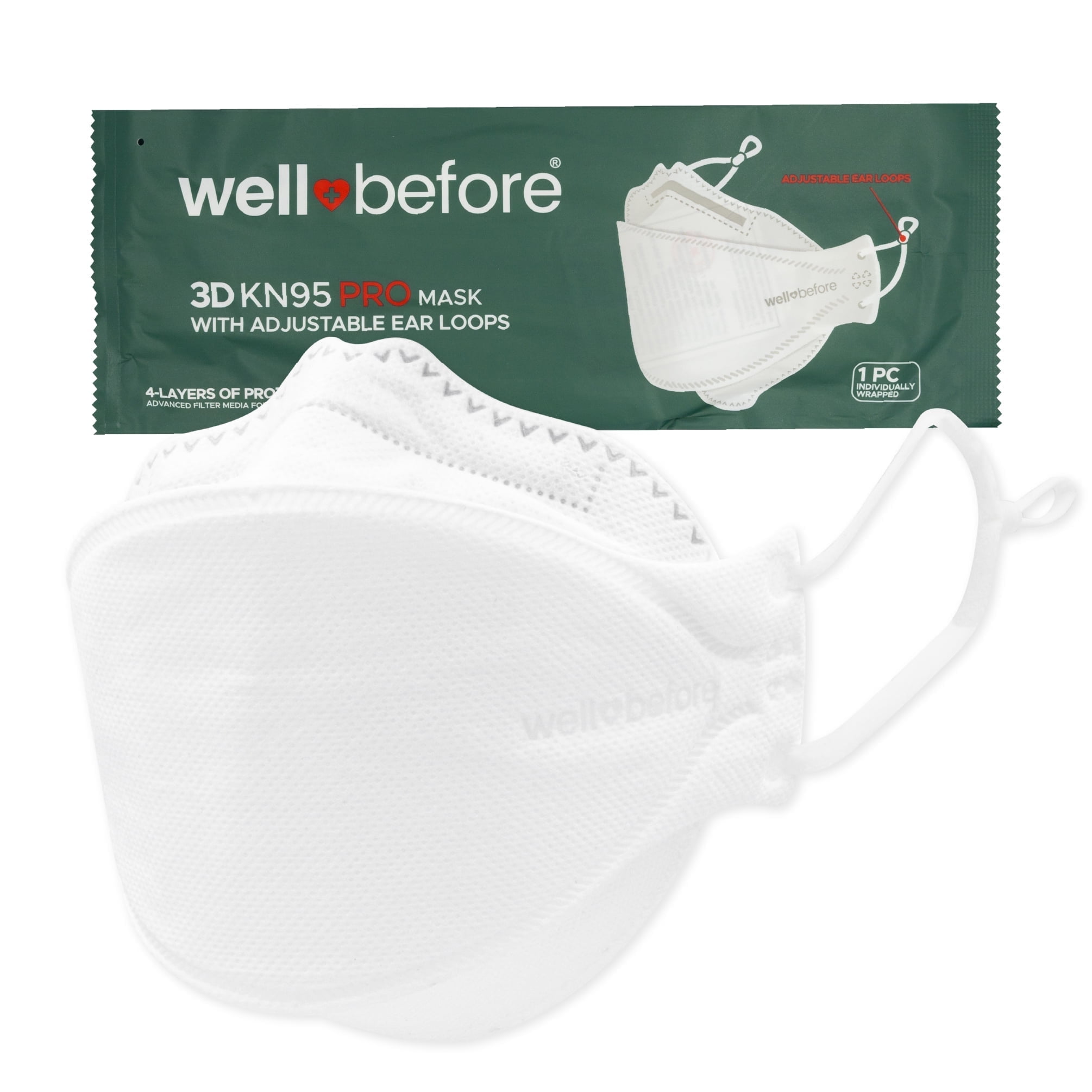 WellBefore Premium KN95 Disposable 4Ply Face Masks, Pack of 10, Medium ...