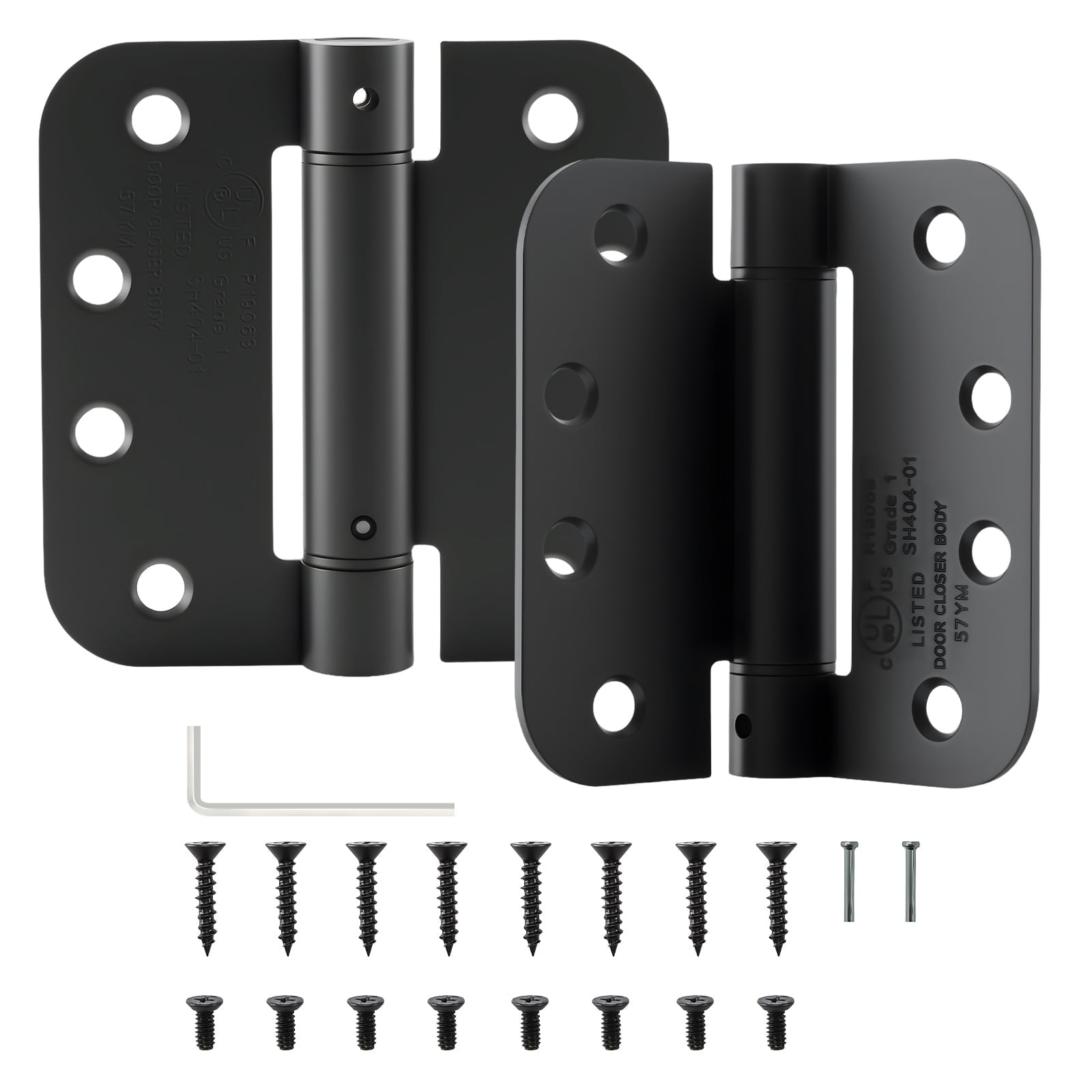 WellMade 2 Pack Self Closing Door Hinge 4 x 4 inch, Adjustable Spring ...