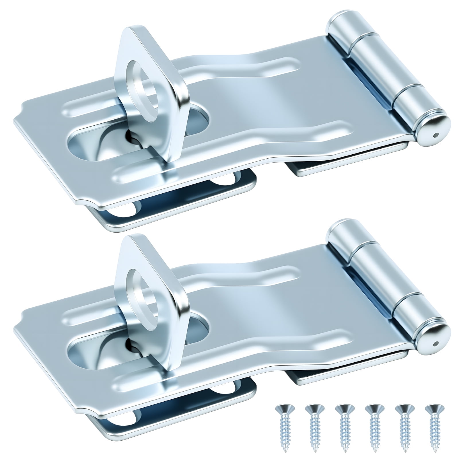 WellMade 2 Pack Swivel Staple Safety Hasps，3-1/2" Door Hasp Latch with ...
