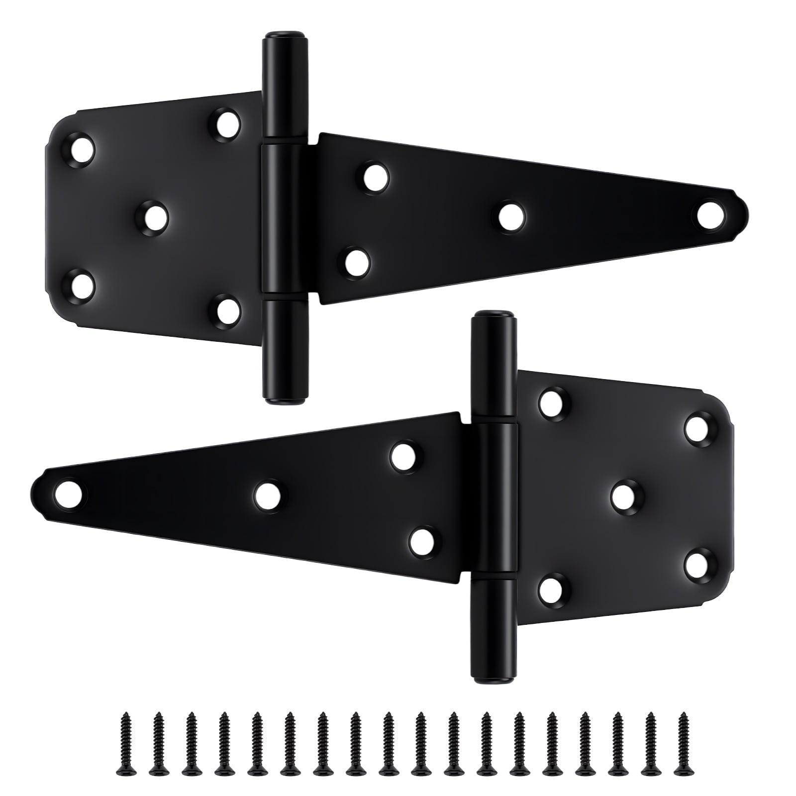 WellMade 2 Pack T-Strap Gate Hinges，6 Inch Black Shed Door Hinges，Heavy ...