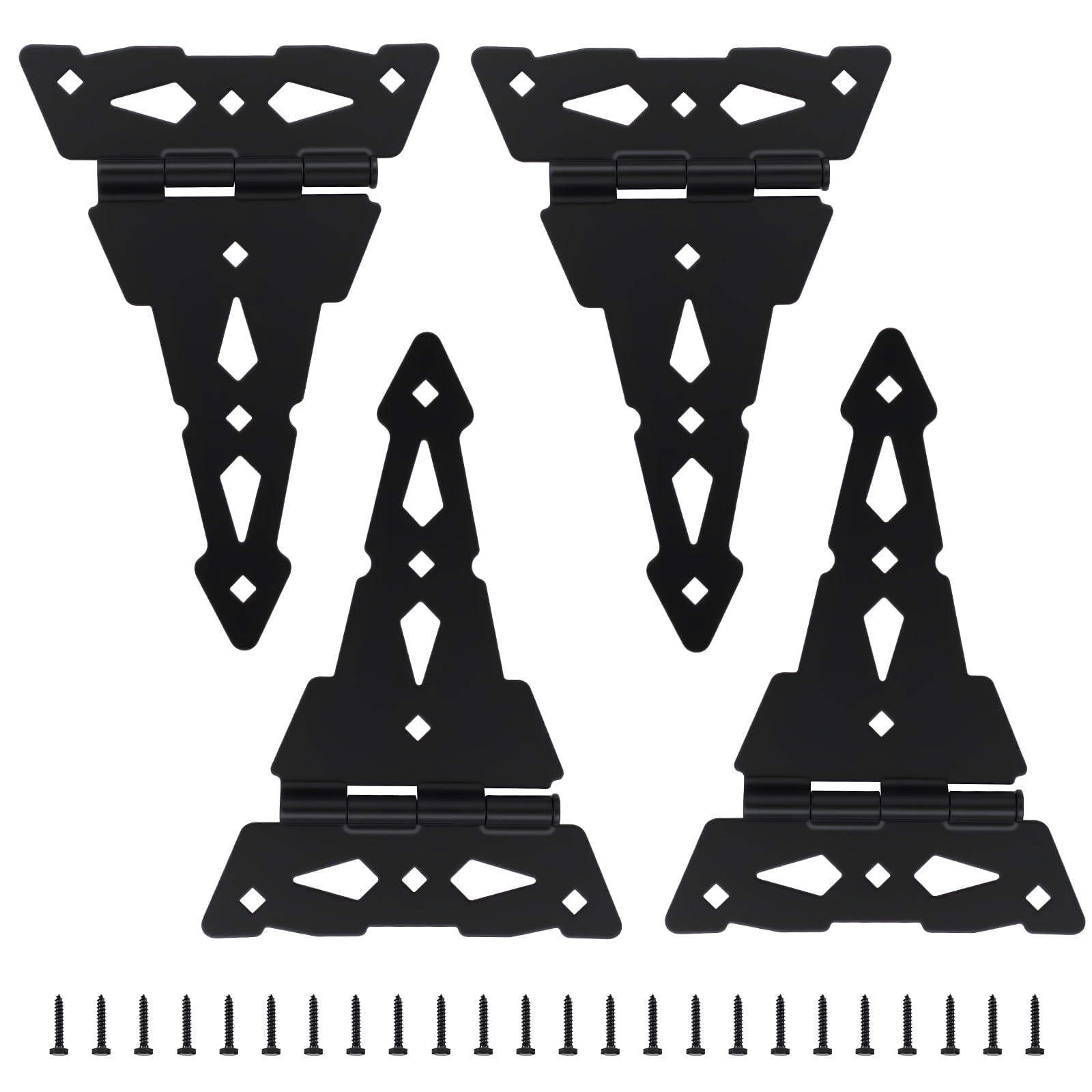 WellMade 4 Pack Heavy Duty Gate Hinges，8 in Decorative T Strap Hinge ...