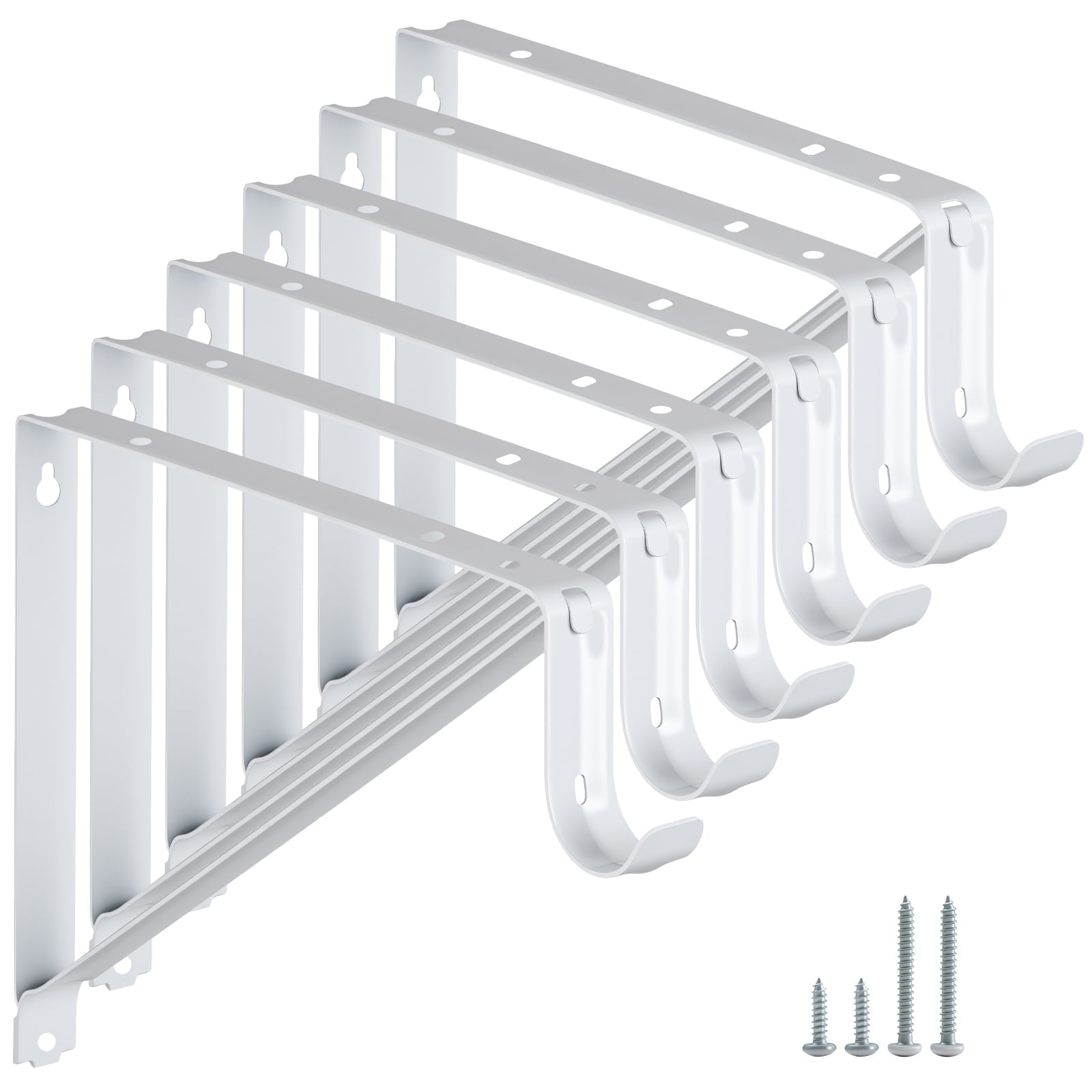WellMade 6 Pack Heavy Duty Wall Closet Rod Brackets , White Closet Rod ...
