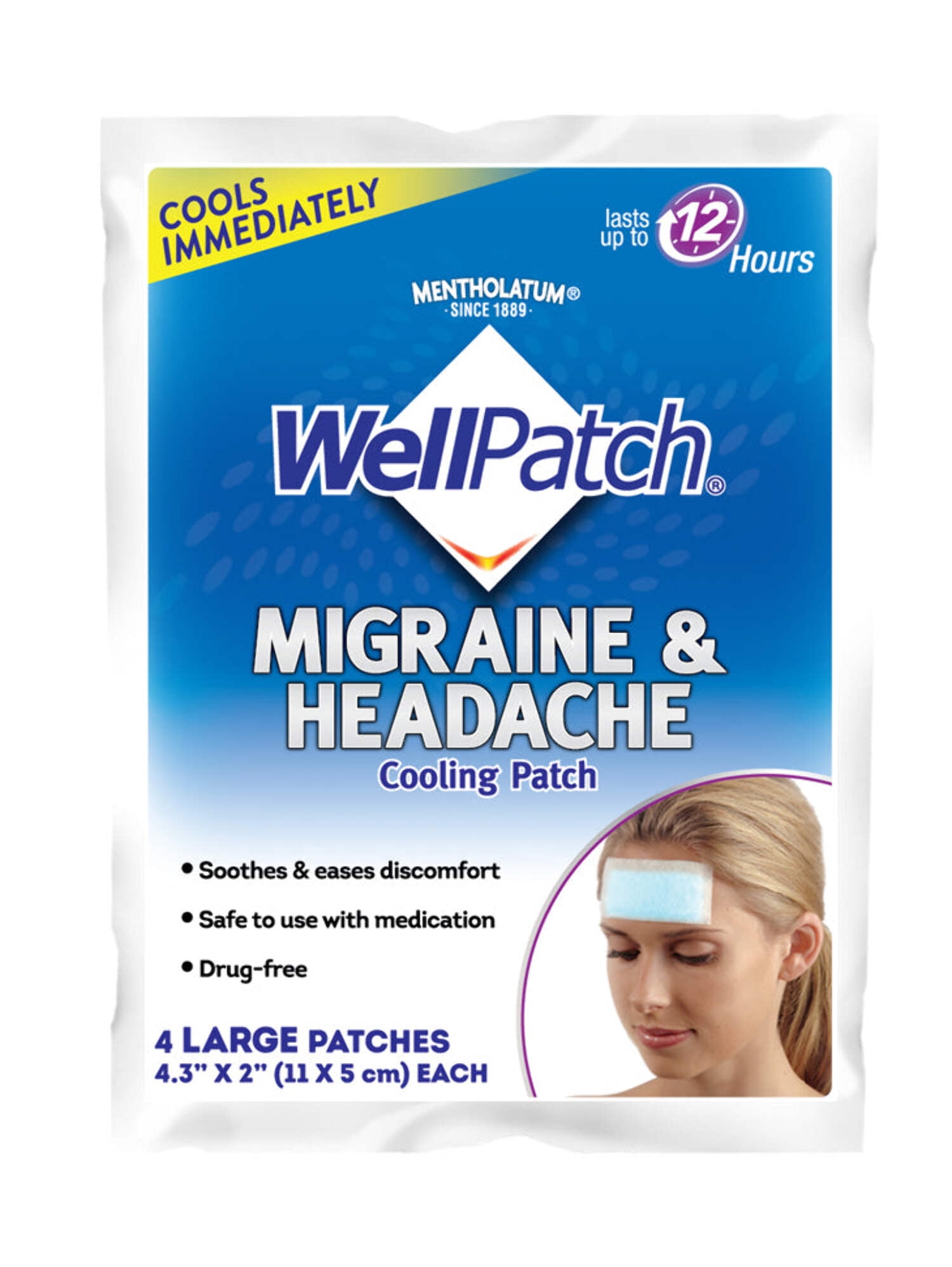WellPatch Migraine Headache Relief Gel Cold Cooling Patch, 4 Count ...