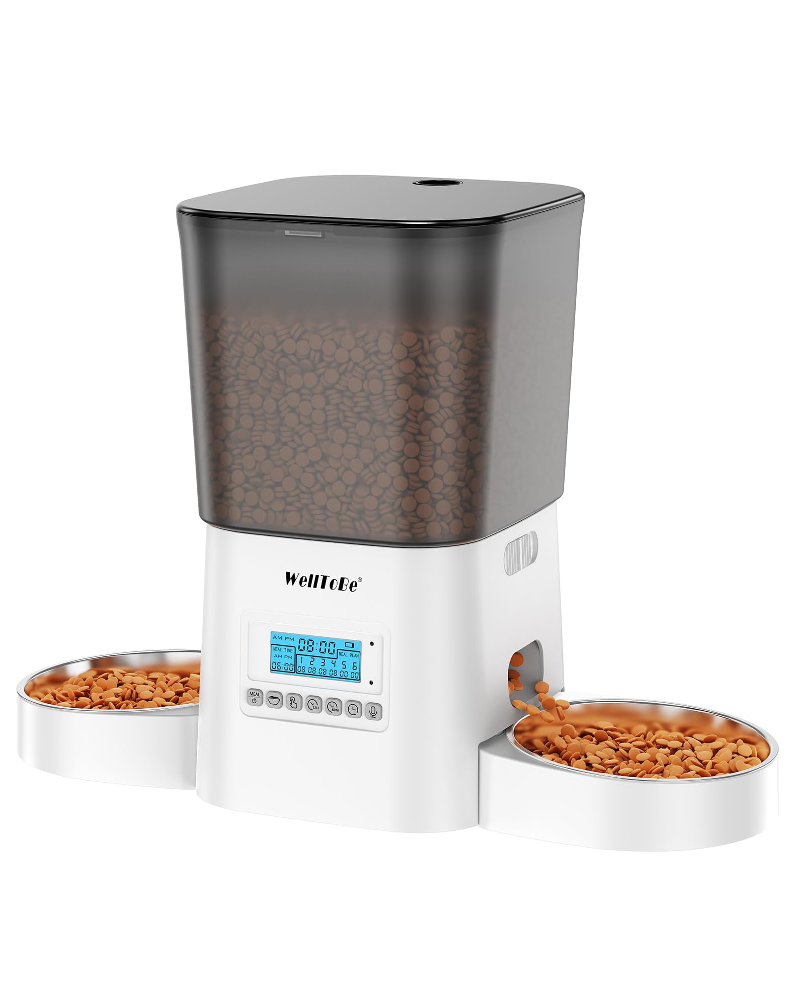 WellToBe Automatic Cat Feeders IRF13 2 Cats, Programmable Timed Feeder ...