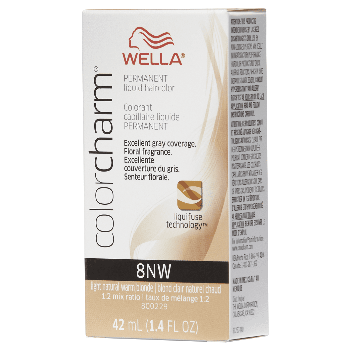 Wella COLOR CHARM, HAIR COLOR Liquid #8Nw Light Natural Warm Blonde, 1. ...