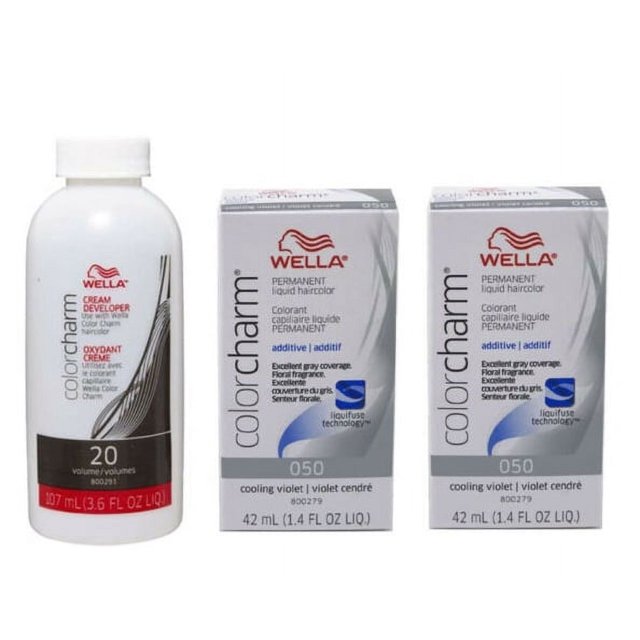 Wella Color Charm 050 Cooling Violet 2-Pack with Cream 20 Developer 3.6 ...