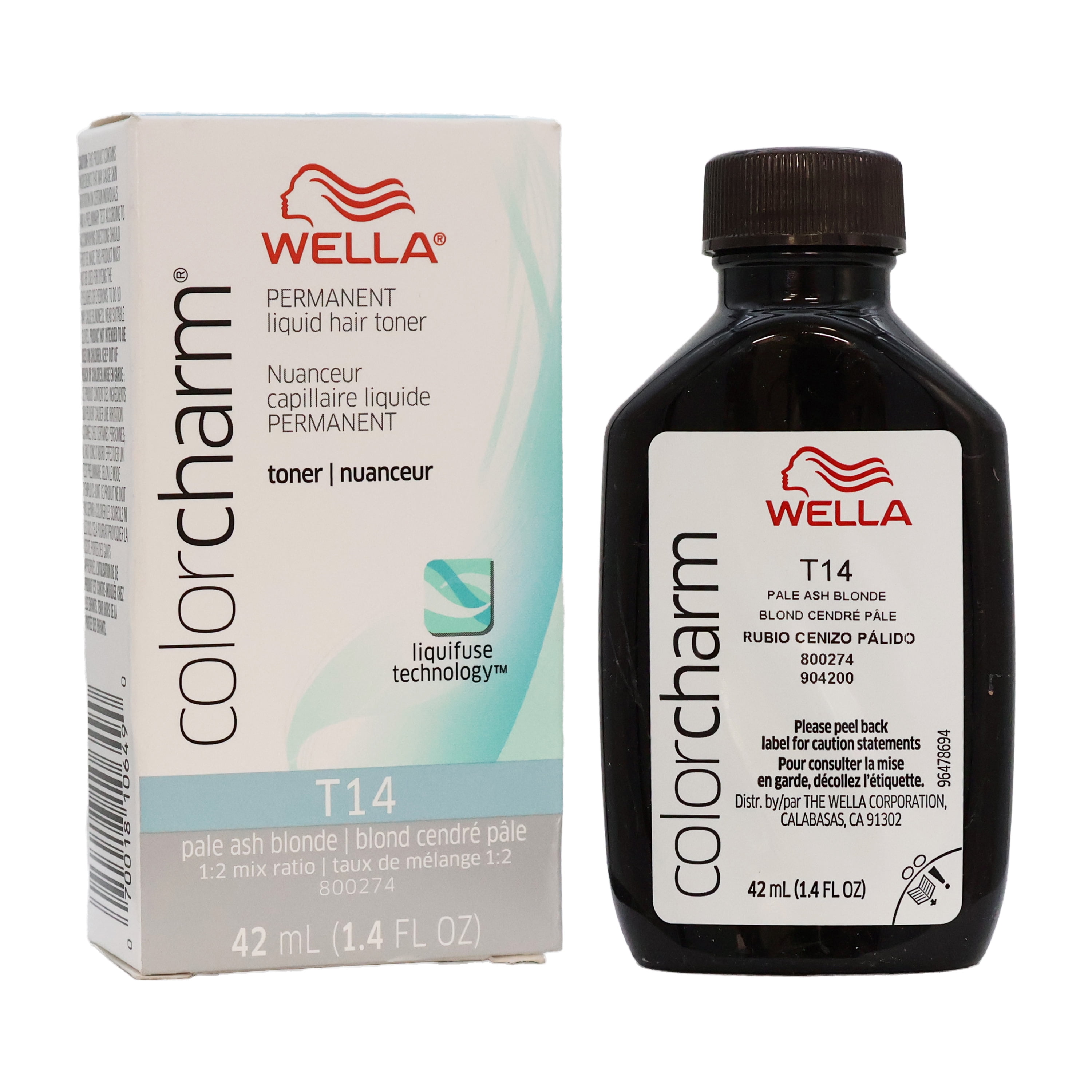 Wella Color Charm Permanent Liquid Hair Toner, T14 Pale Ash Blonde, 1.4 ...