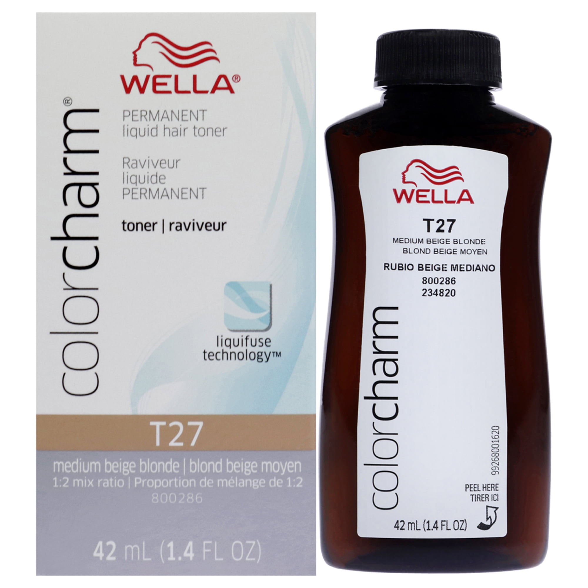 Wella Color Charm Permanent Liquid Hair Toner, Medium Beige Blonde T27 ...