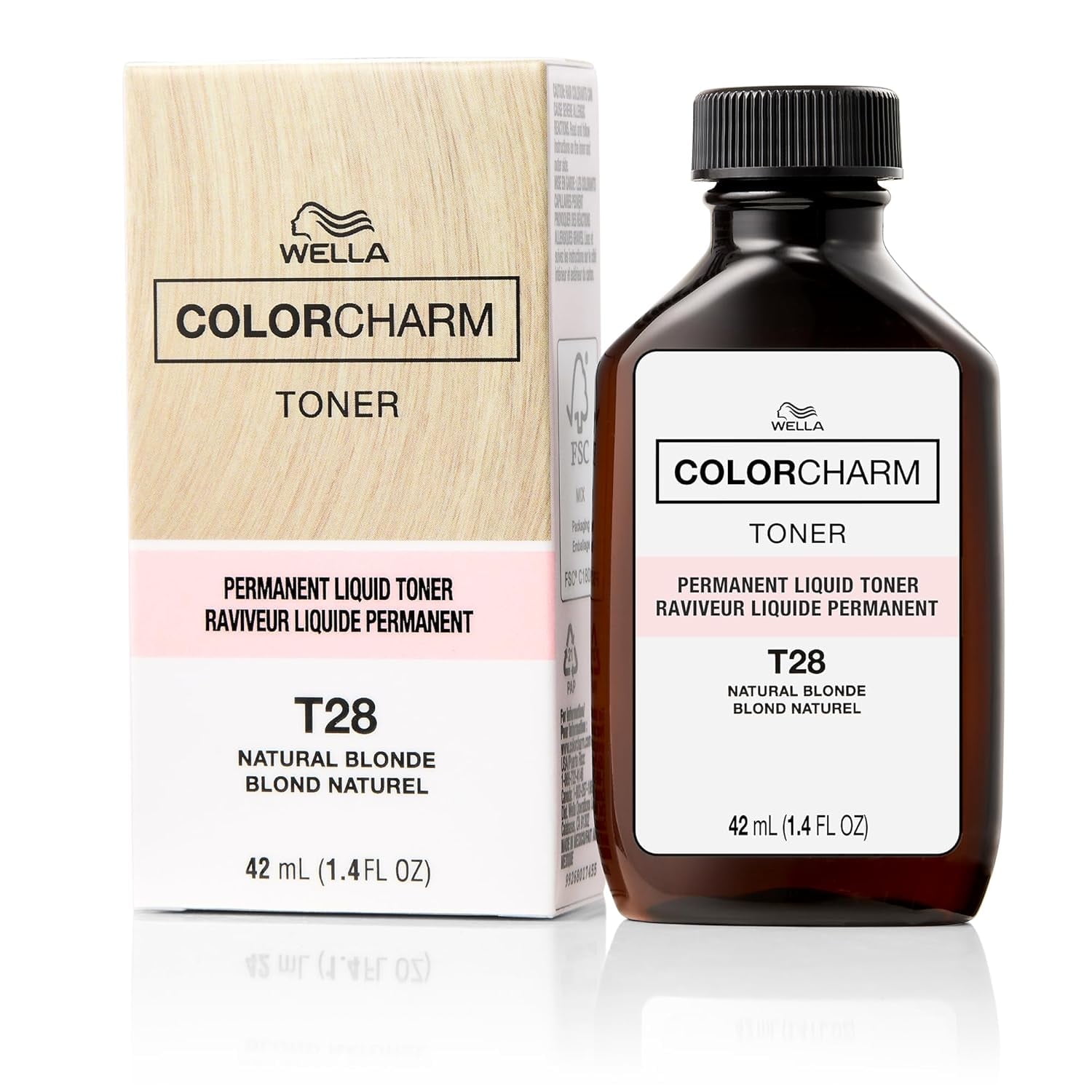 Wella Color Charm Permanent Liquid Hair Toner, T28 Natural Blonde, 1.4 ...