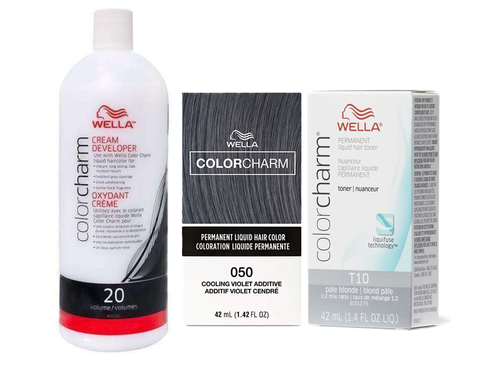 Wella Color Charm Permanent Liquid Toners - T10 Pale Blonde + Permanent ...