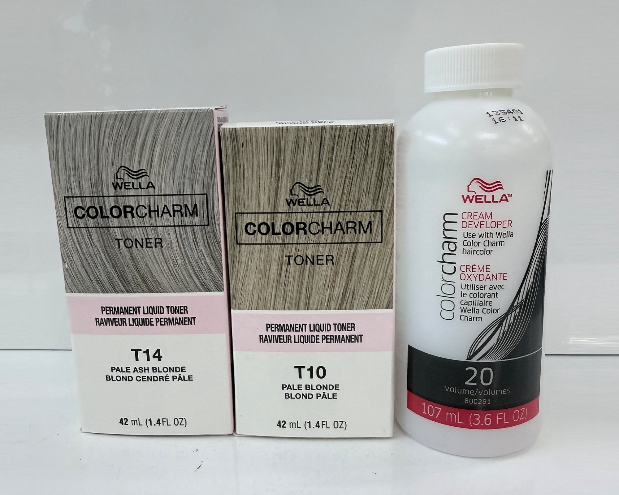 Wella Color Charm Permanent Liquid Toners - T10 Pale Blonde + T14 Pale ...