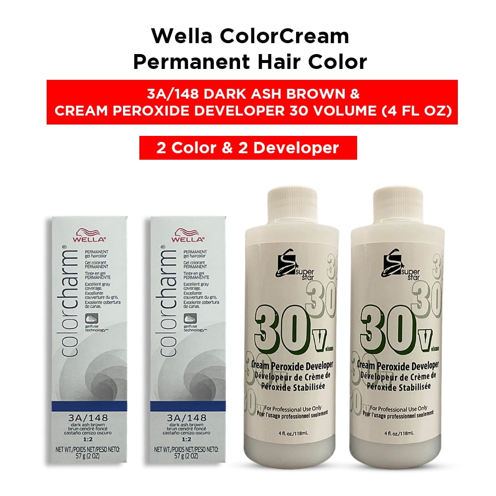 Wella Color Cream Permanent Gel Hair Color - 2 oz ( 3A/148 Dark Ash ...