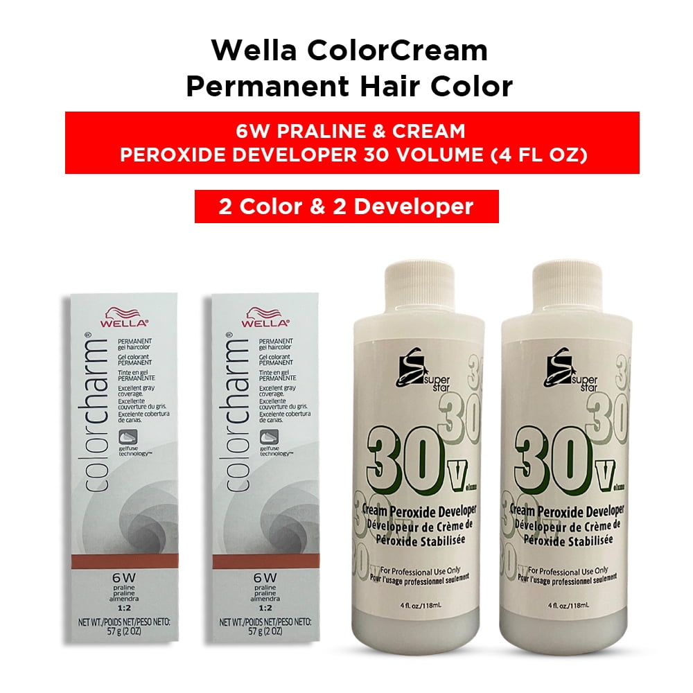 Wella Color Cream Permanent Gel Hair Color - 2 oz ( 6W Praline ) and ...