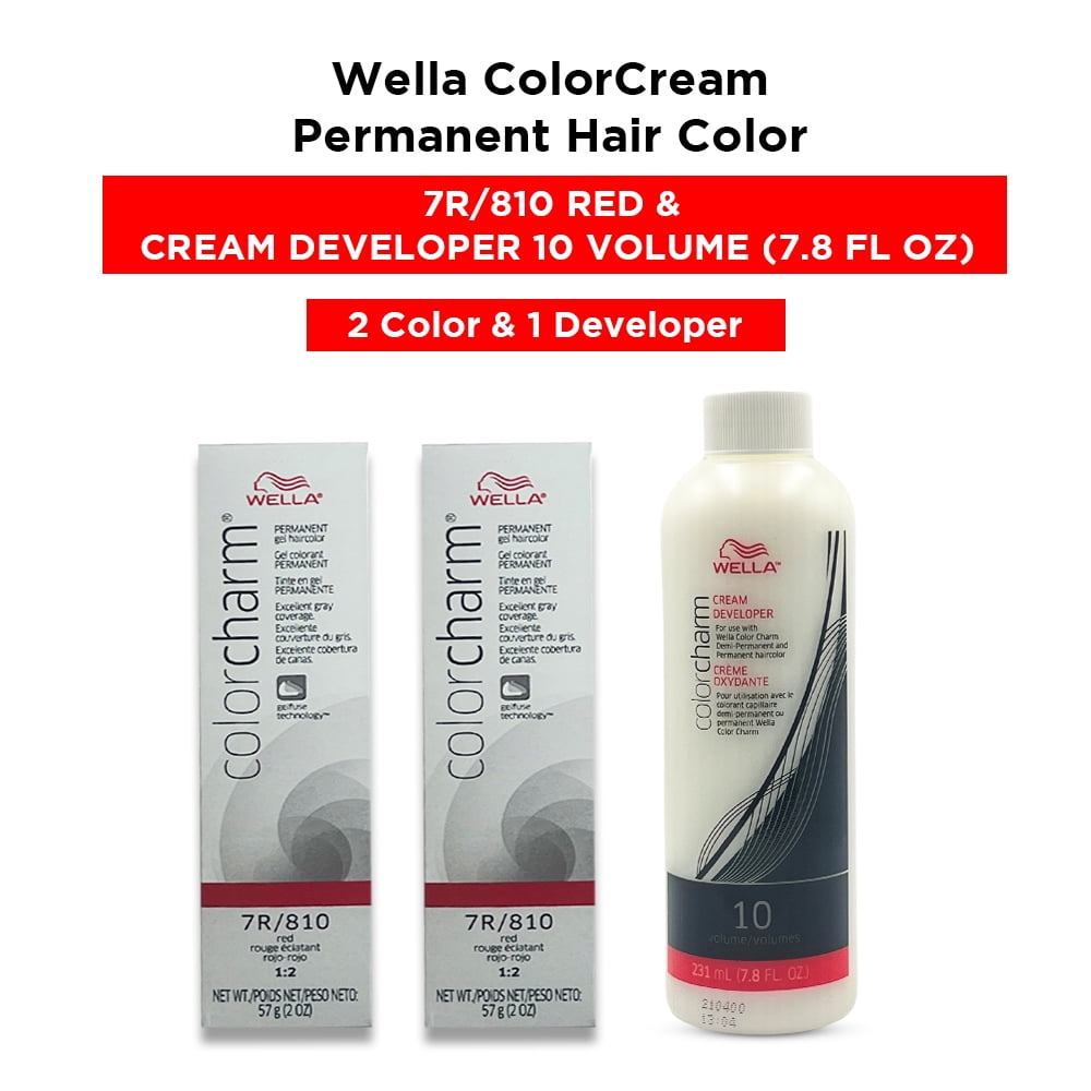 Wella Color Cream Permanent Gel Hair Color - 2 oz ( 7R/810 Red ) and ...