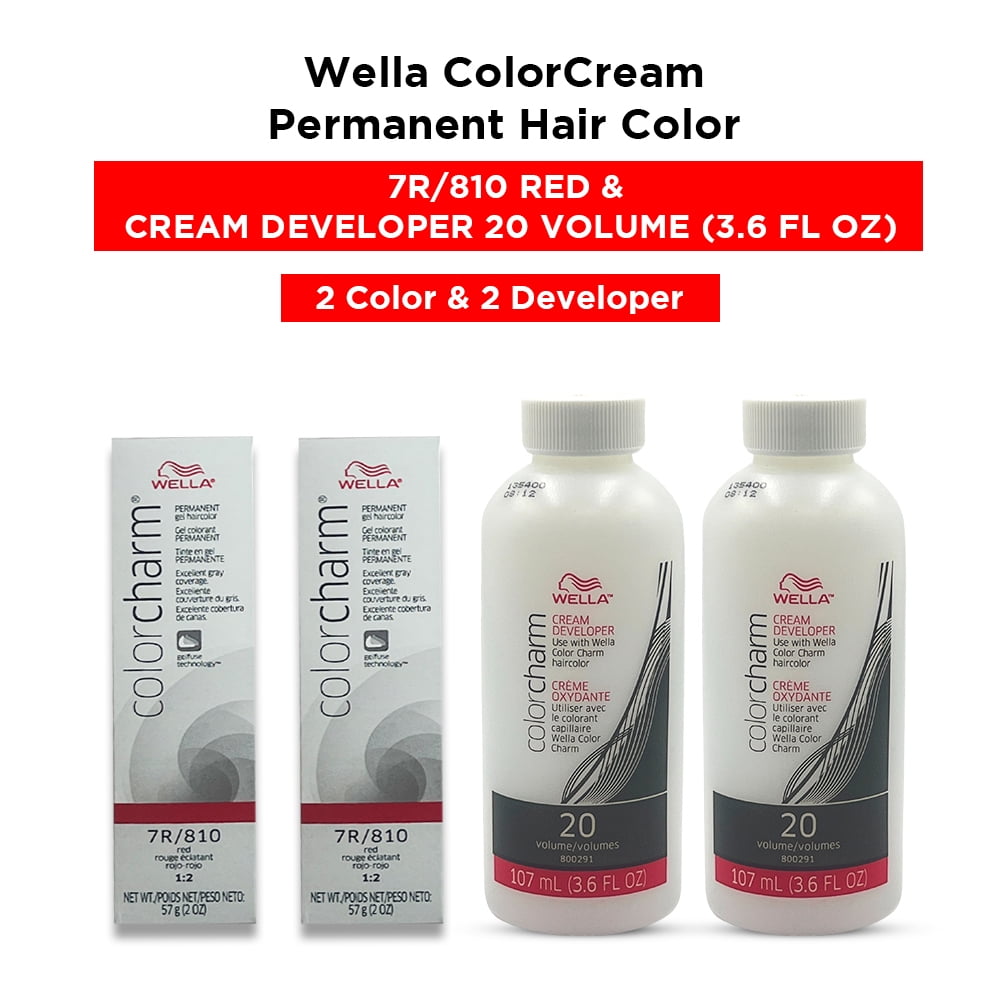 Wella Color Cream Permanent Gel Hair Color - 2 oz ( 7R/810 Red ) and ...