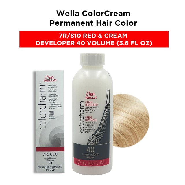 Wella Color Cream Permanent Gel Hair Color - 2 oz ( 7R/810 Red ) and ...