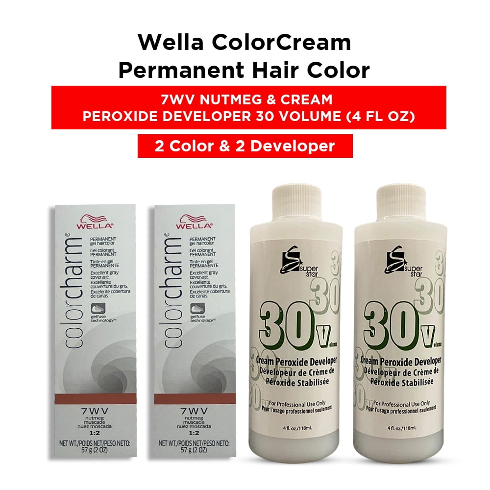 Wella Color Cream Permanent Gel Hair Color - 2 oz ( 7WV Nutmeg ) and ...