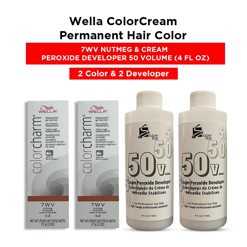 Wella Color Cream Permanent Gel Hair Color - 2 oz ( 7WV Nutmeg ) and ...