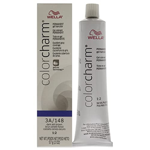 Wella ColorCharm Permanent Gel, Hair Color for Gray Coverage, 3A Dark ...