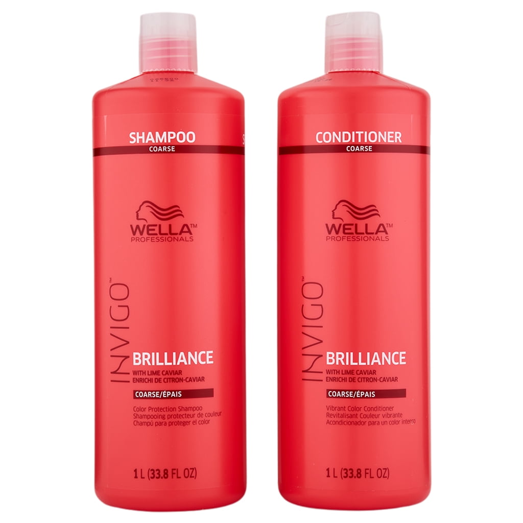 Wella INVIGO Brilliance Shampoo, Conditioner Liter Duo Coarse Hair 33.8 ...