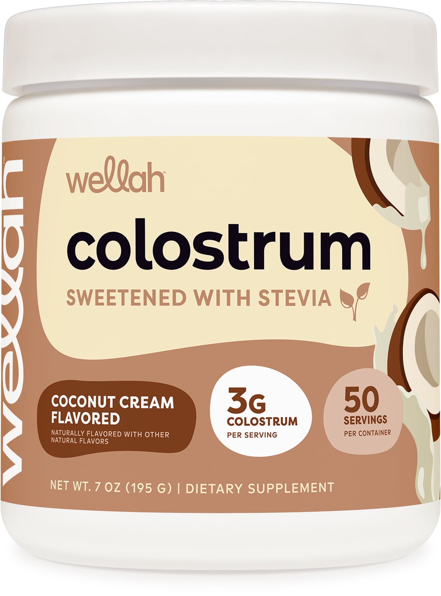 Wellah Colostrum Coconut Cream Flavored (50 Servings) - Sweetened With ...