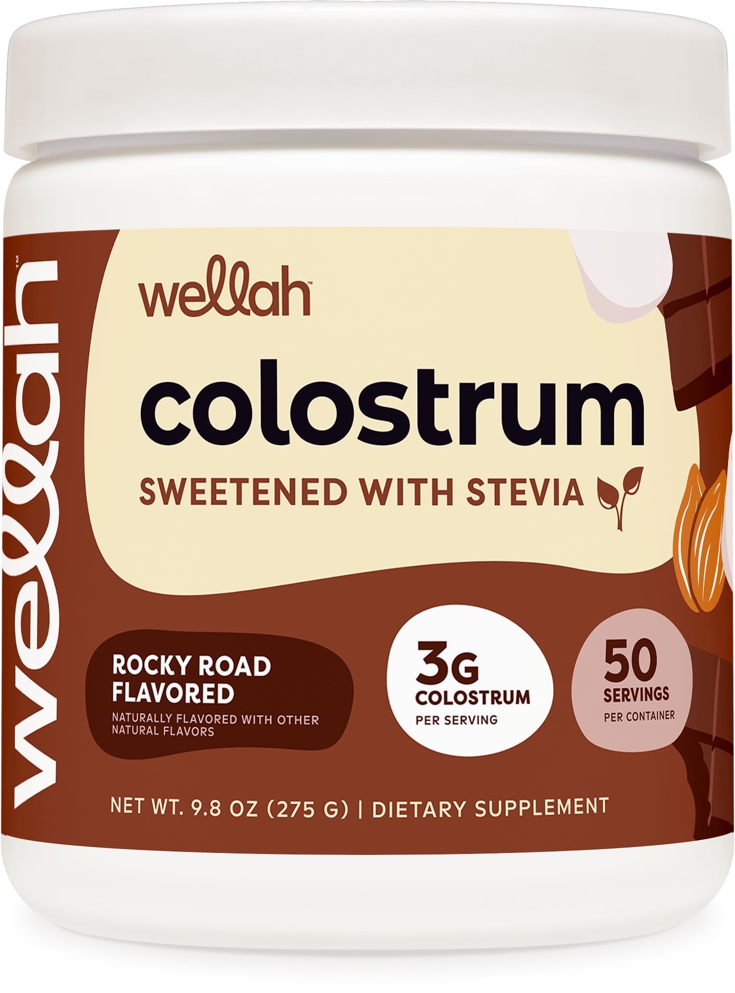 Wellah Colostrum Rocky Road Flavored 50 Servings 3G Colostrum Per ...