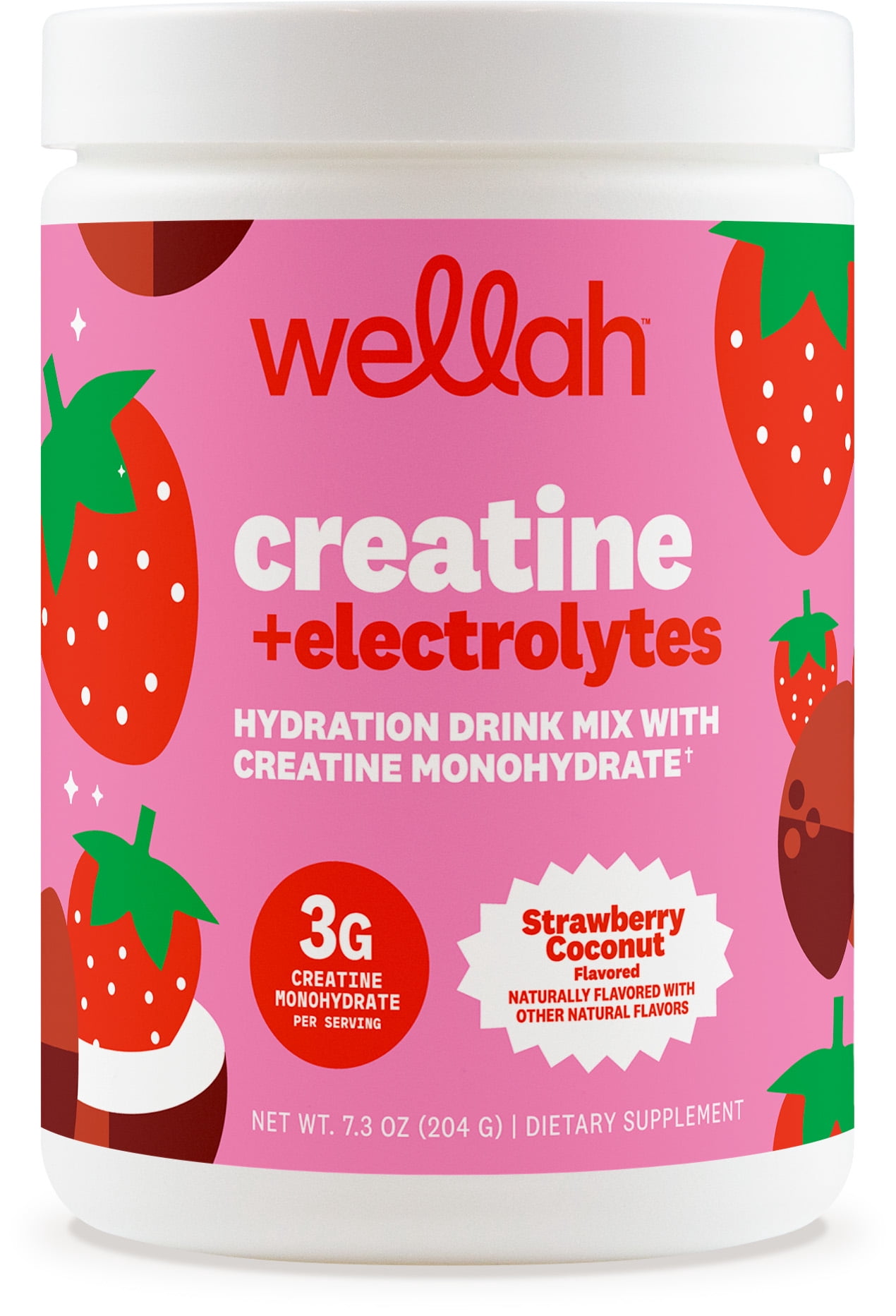 Wellah Creatine + Electrolytes Powder (Strawberry Coconut 30 Servings ...