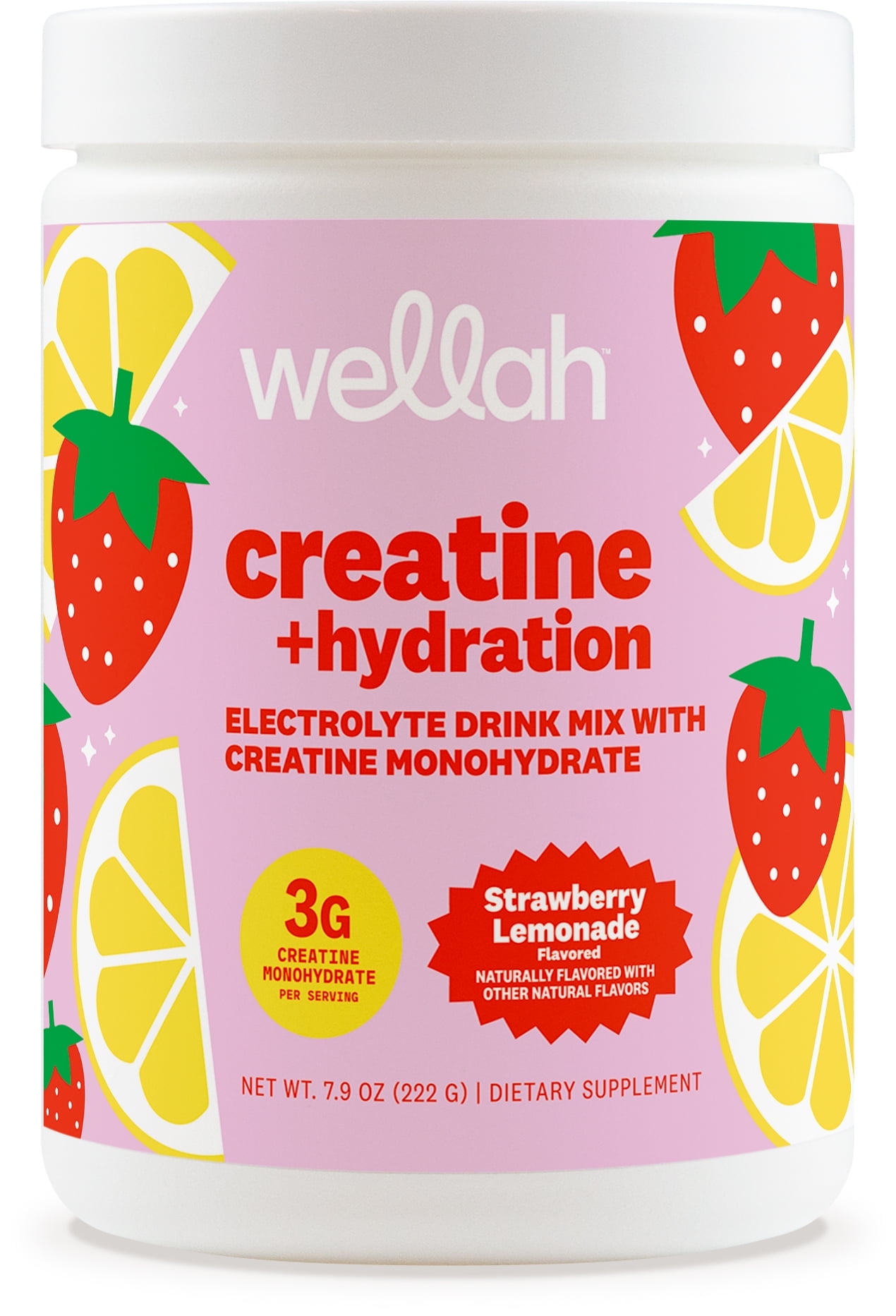 Wellah Creatine + Hydration Powder (Strawberry Lemonade) 30 Servings ...