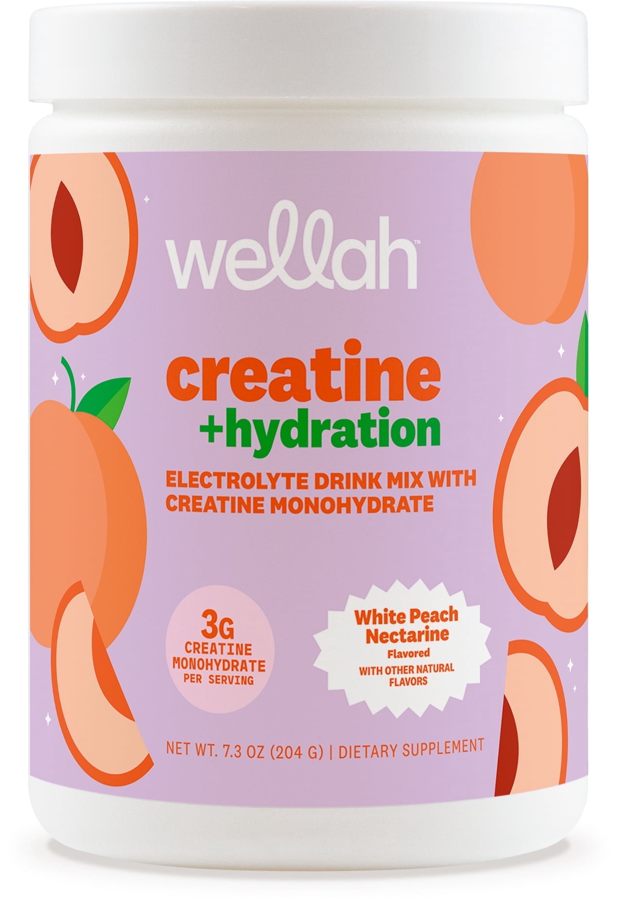 Wellah Creatine + Hydration Powder (White Peach Nectarine) 30 Servings ...