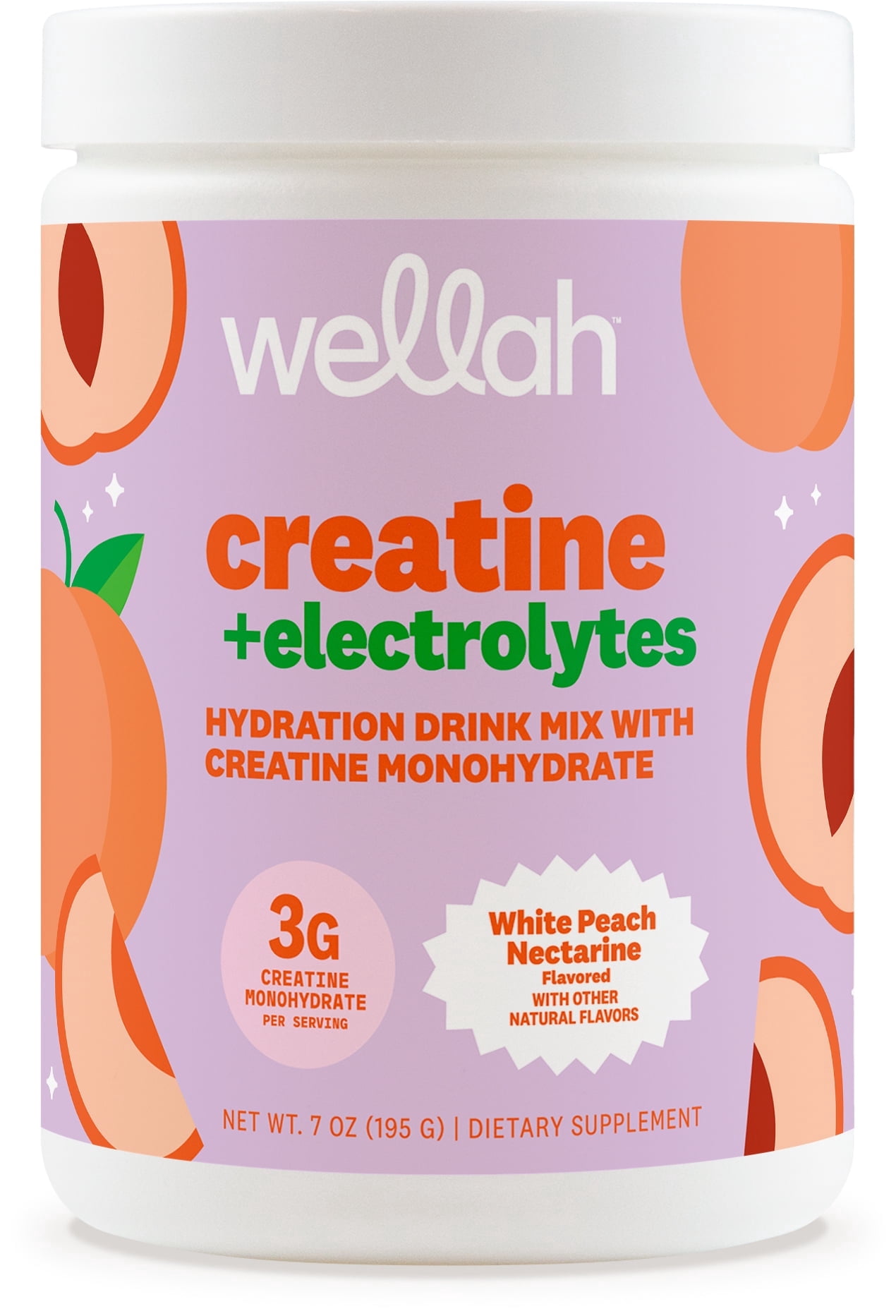 Wellah Creatine + Electrolytes Powder (White Peach Nectarine) 30 ...