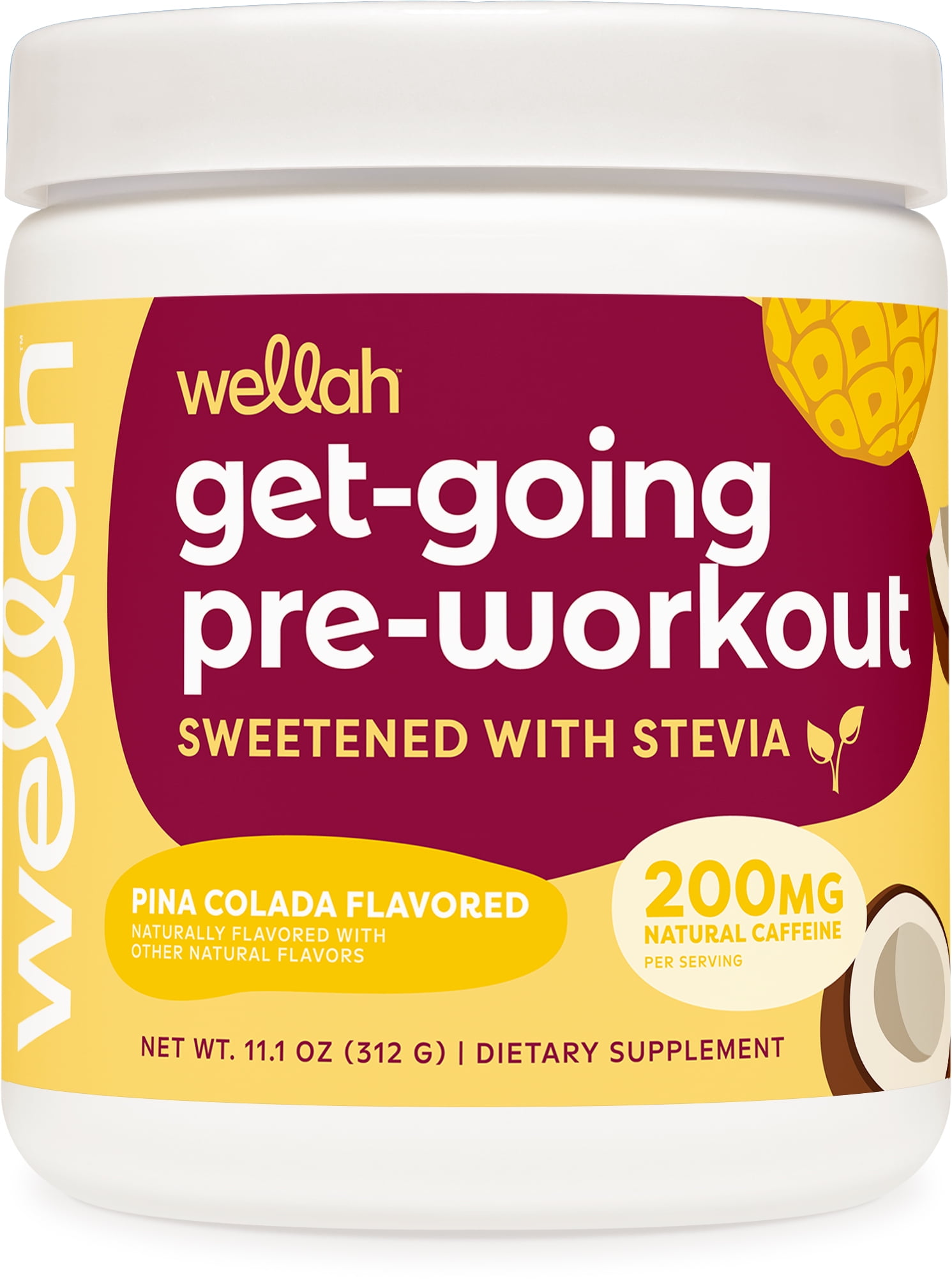 Wellah Get-Going Pre-Workout Drink Mix (Pina Colada Flavored, 30 ...